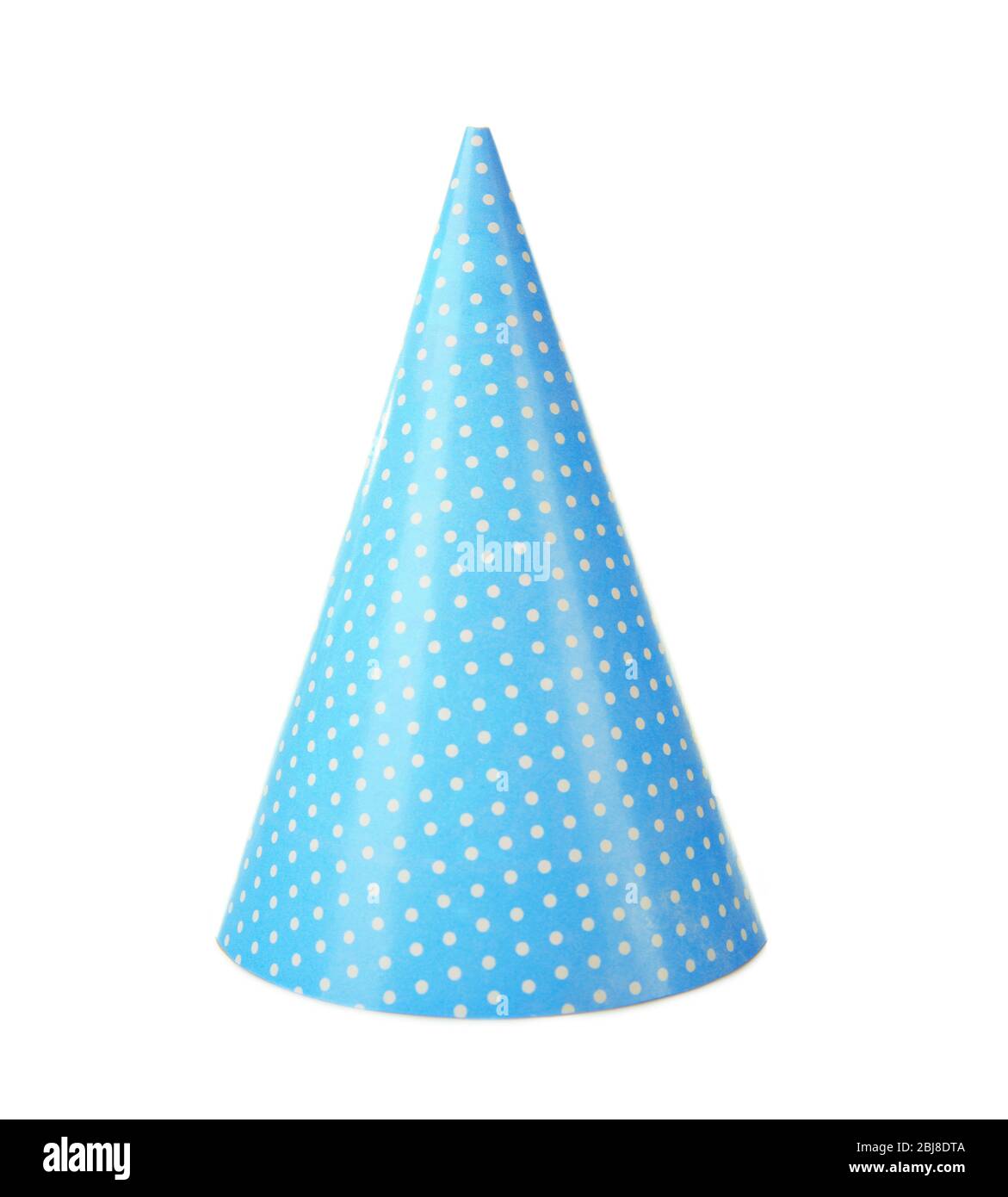 Blue polka dot party hat, isolated on white Stock Photo - Alamy