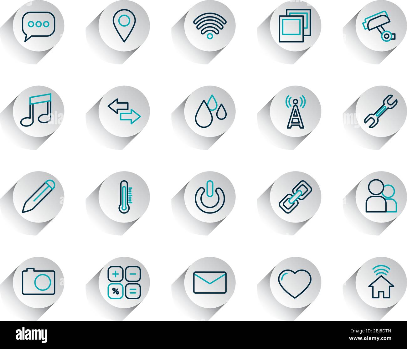 speech bubble and smartphone app buttons icon set over white background ...