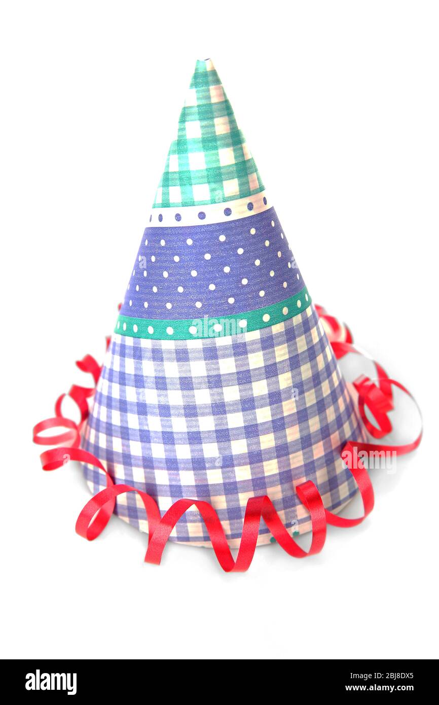 Funny party hat, isolated on white Stock Photo - Alamy