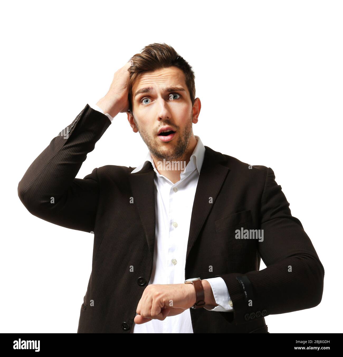 Male running late work Cut Out Stock Images & Pictures - Alamy