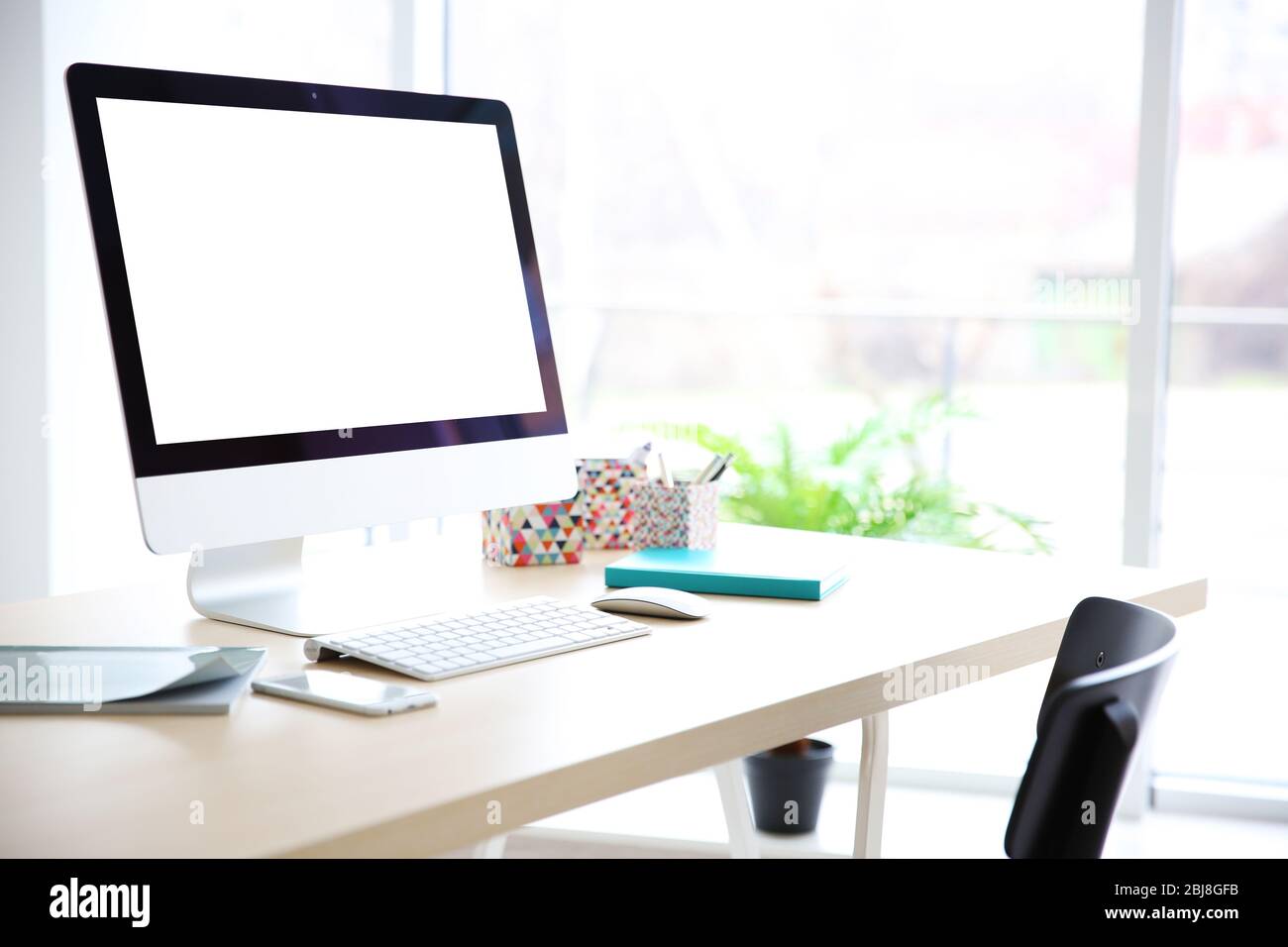 Stylish workplace with computer at home Stock Photo - Alamy