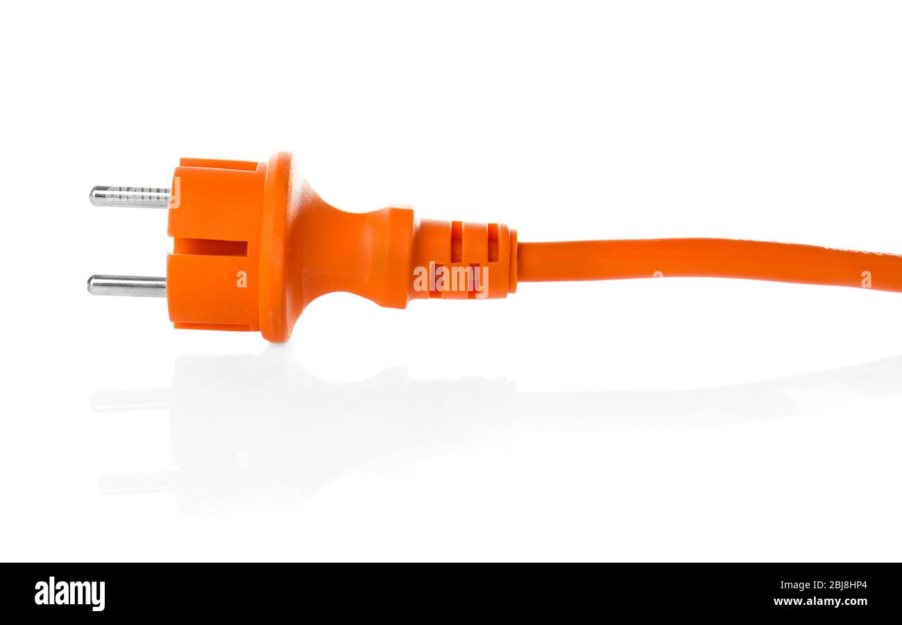 Power plug isolated on white Stock Photo - Alamy