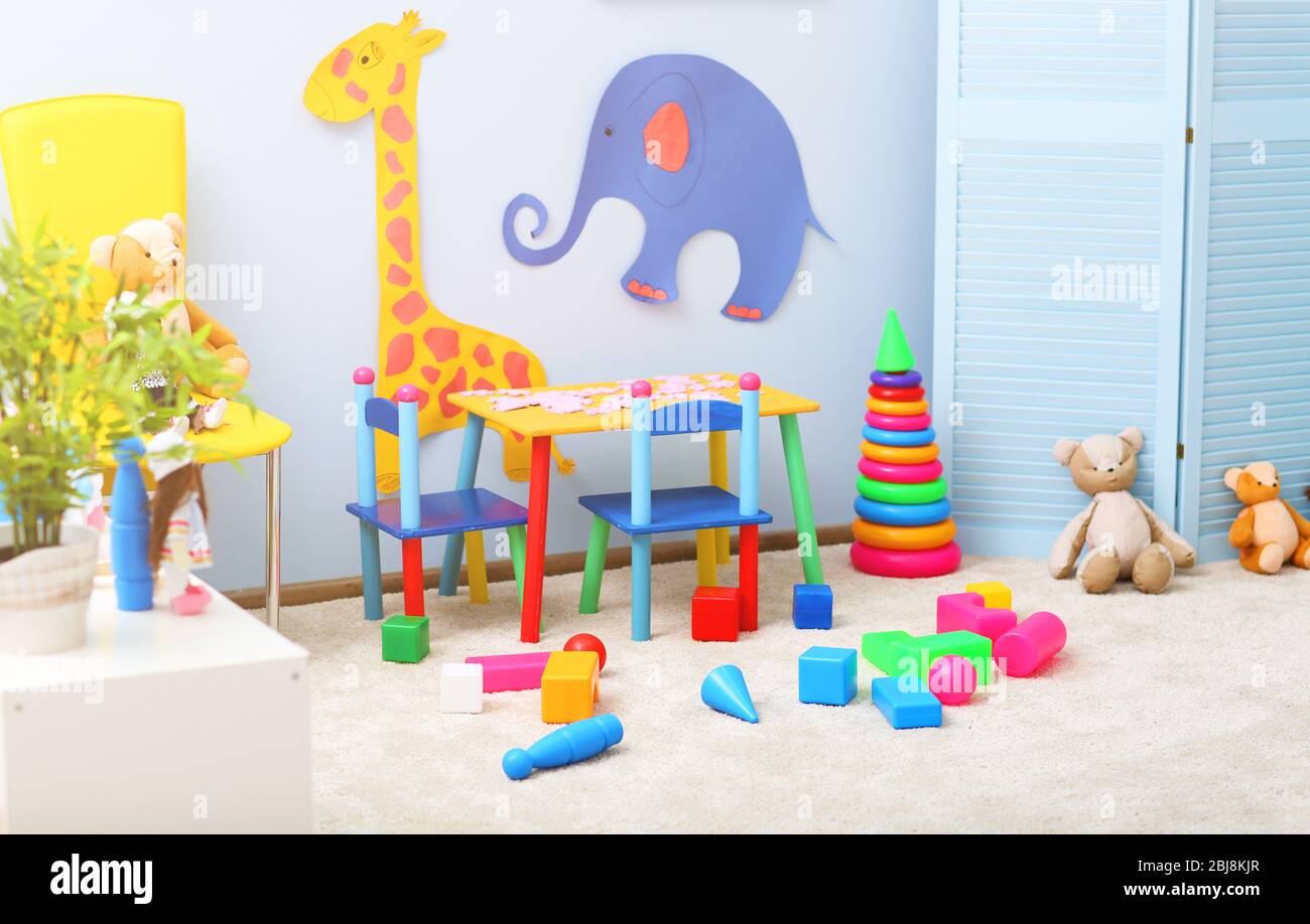 Empty kid's playing room interior Stock Photo - Alamy