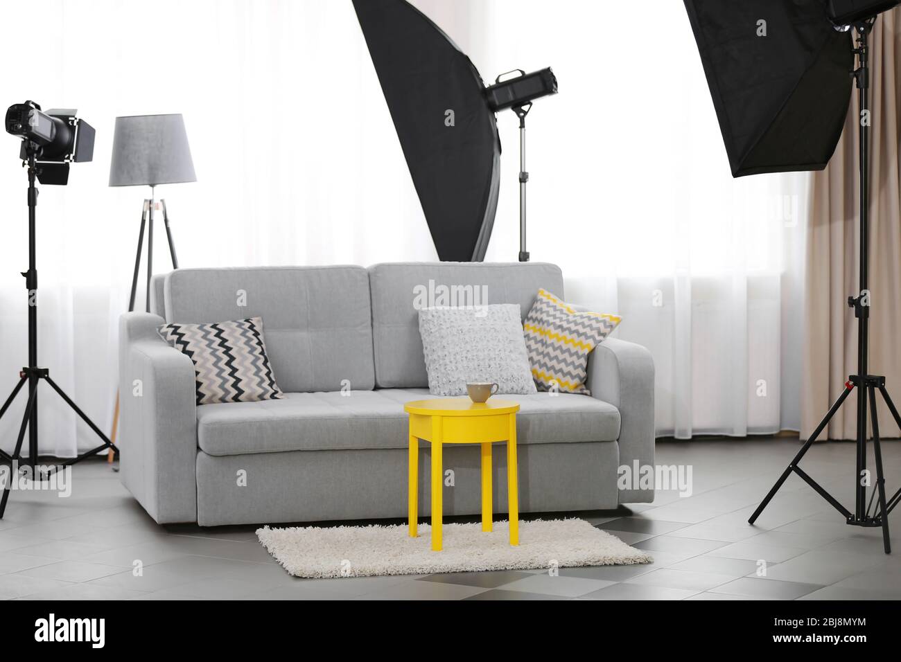 Photo studio with design interior of living room Stock Photo - Alamy