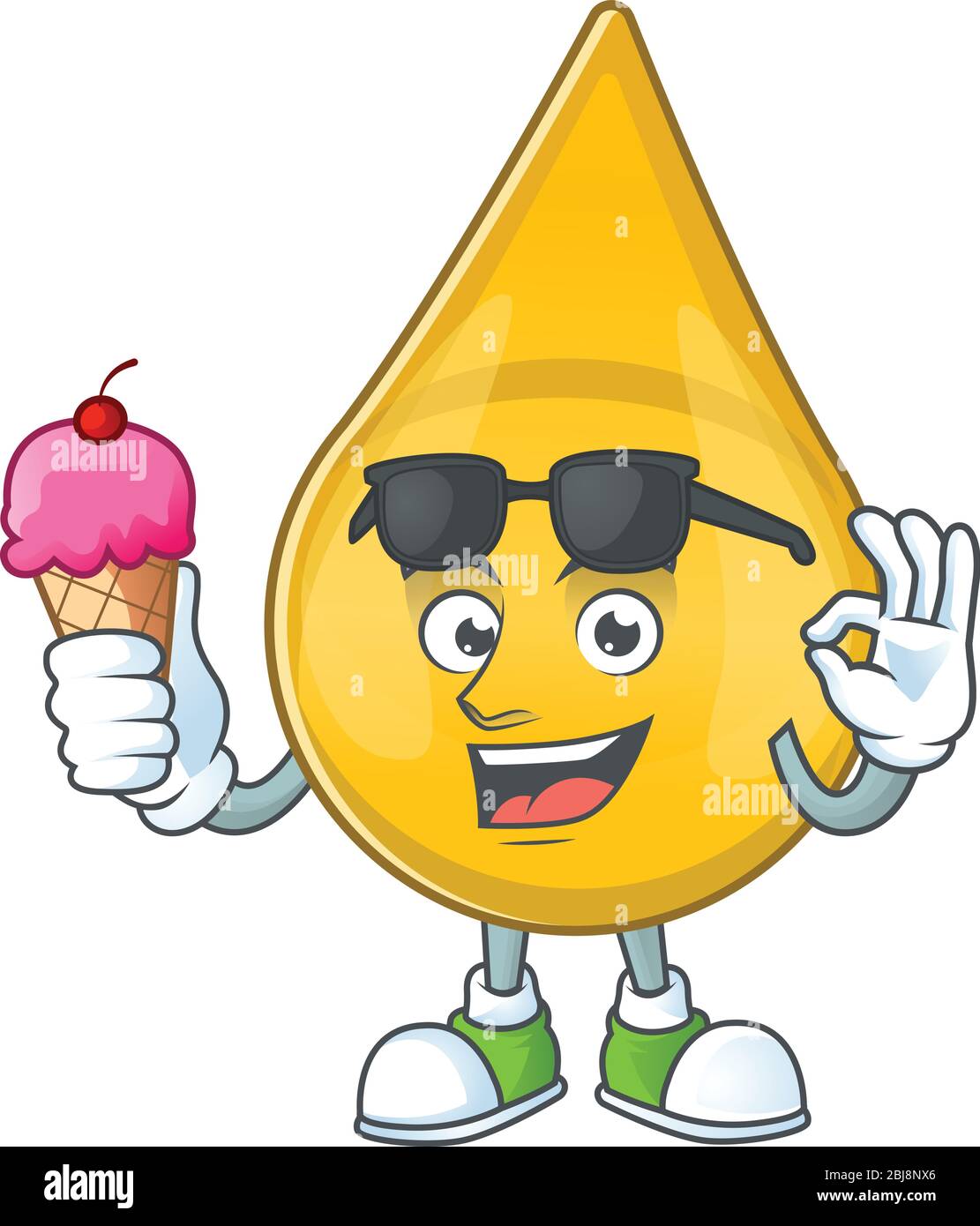 Cute gold hair serum cartoon character enjoying an ice cream Stock ...