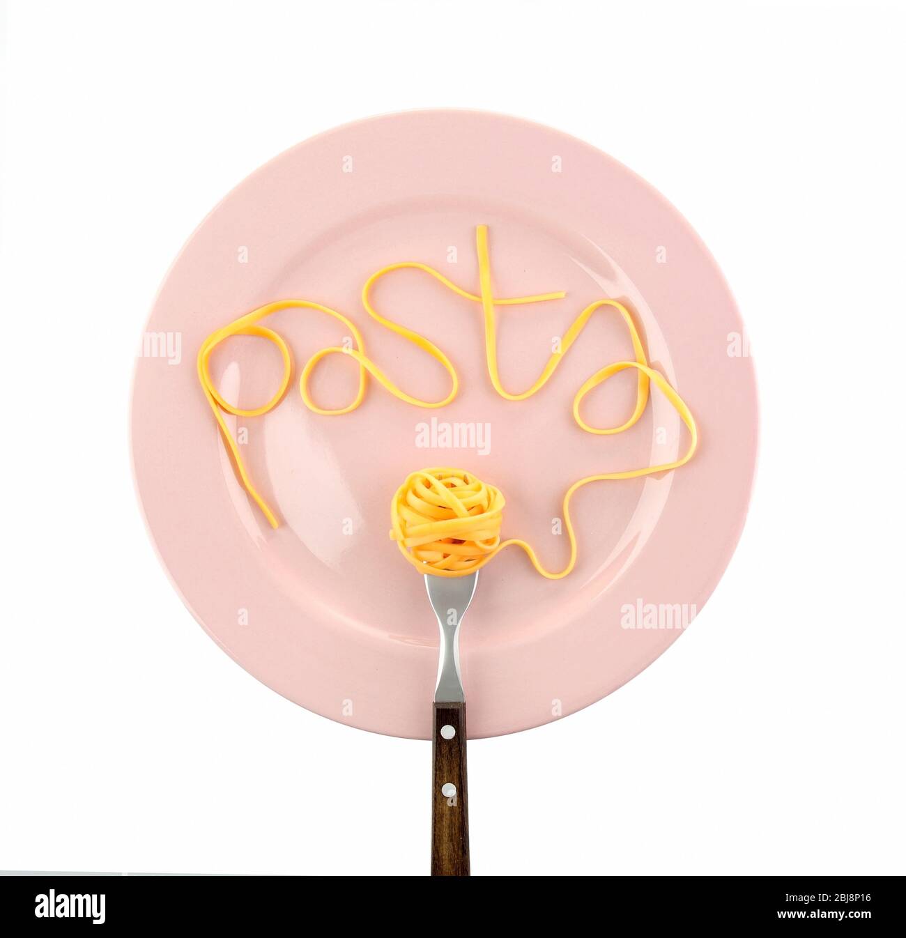 Word "Pasta" made of spaghetti on plate isolated on white Stock Photo ...