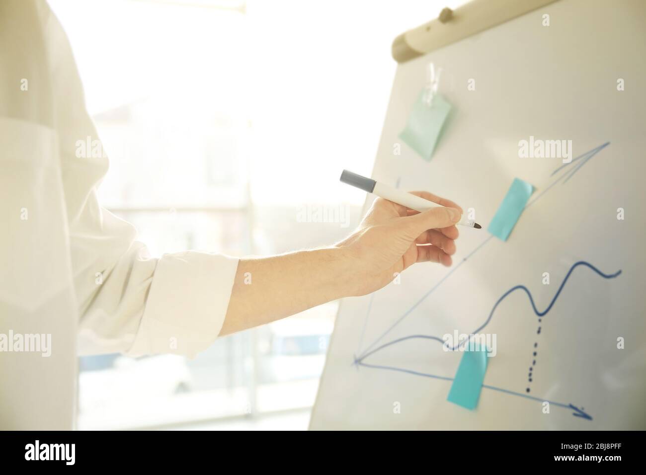 Businessman drawing schedule on whiteboard Stock Photo - Alamy