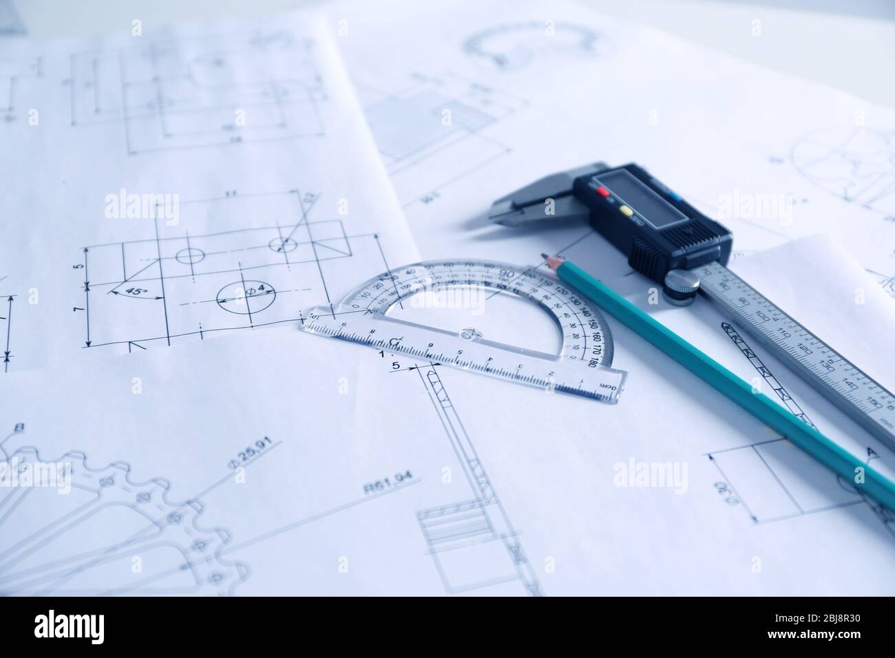 Set of engineering drawings closeup Stock Photo - Alamy