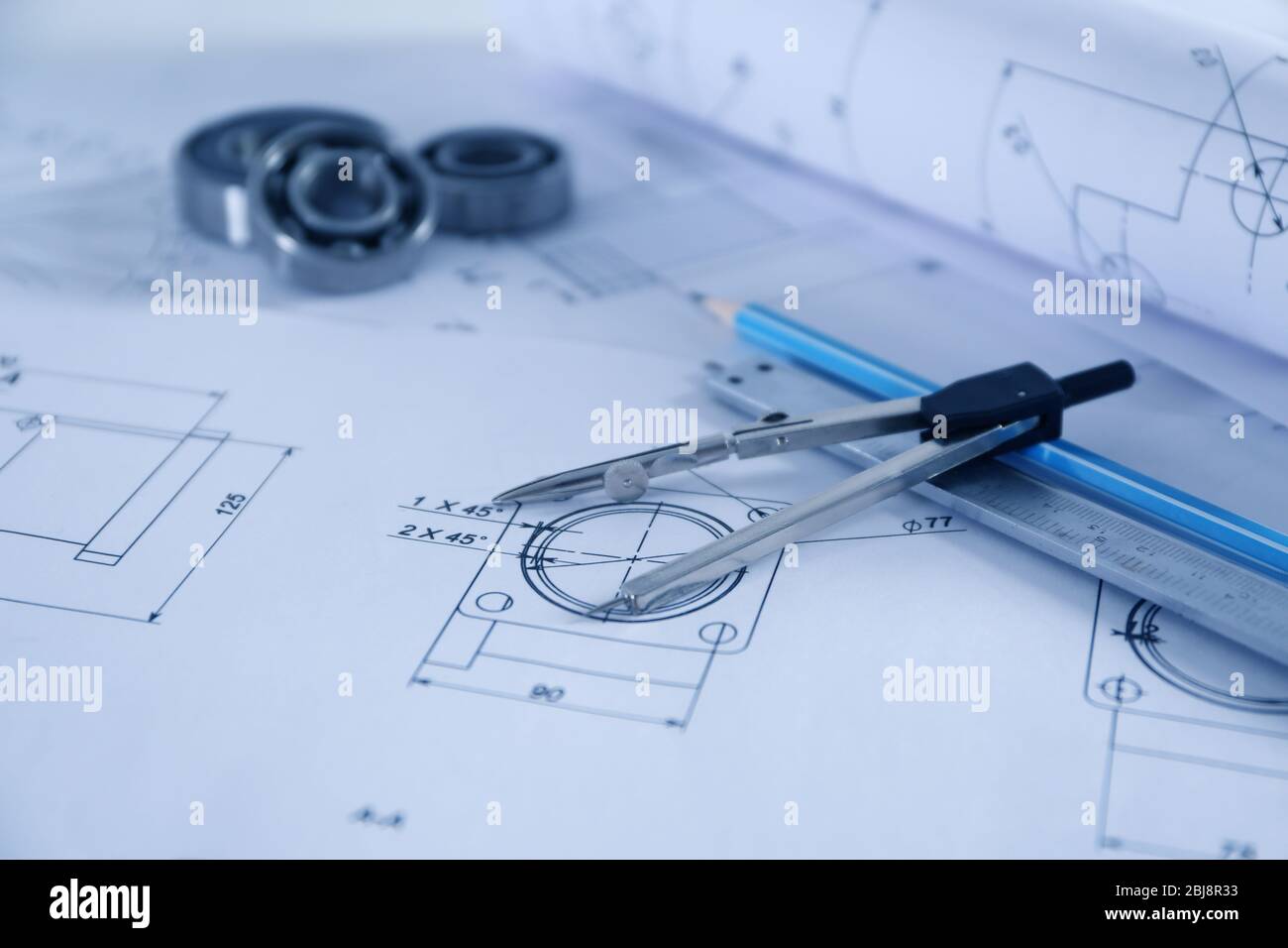 Set of engineering drawings closeup Stock Photo - Alamy