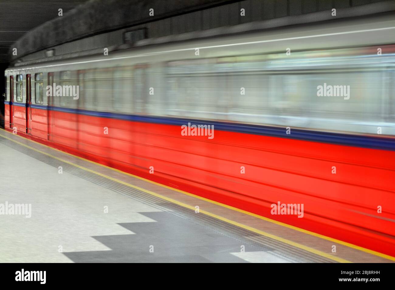 Blue And White Train With Red Stripe High Resolution Stock Photography ...