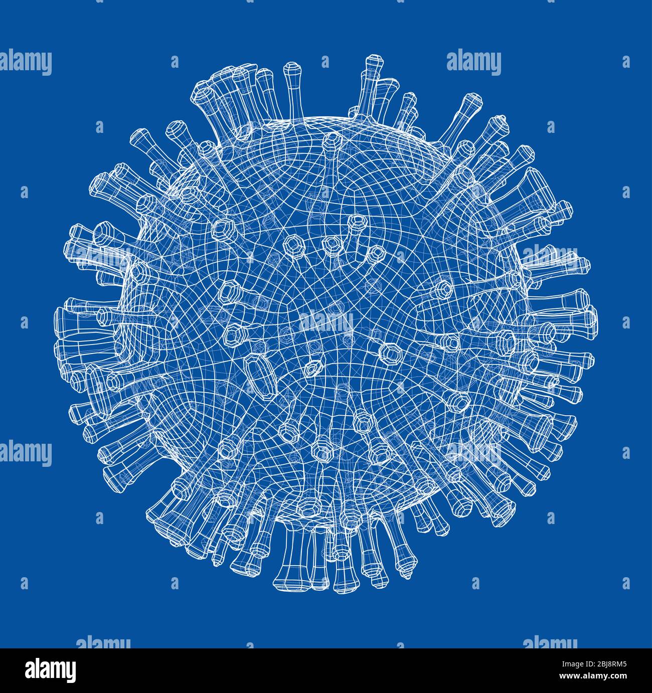Vector wire-frame model of a virus. Abstract 3d microbe, virus or ...