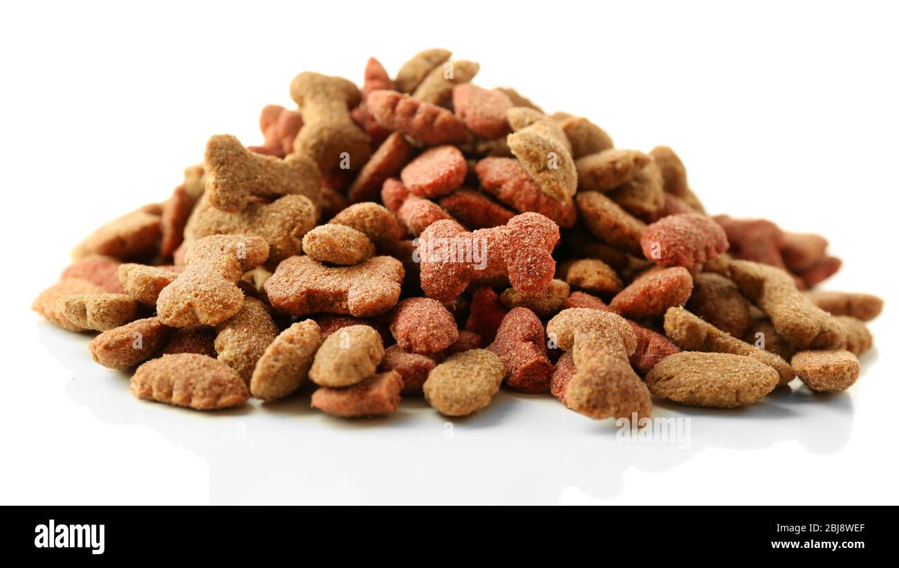 Pile of dog food isolated on white Stock Photo - Alamy