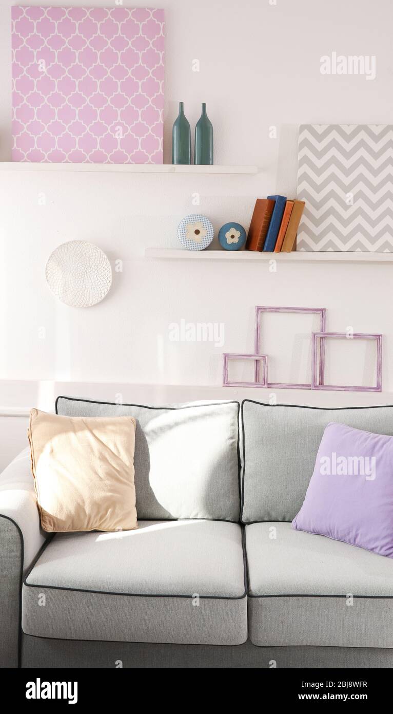 Stylish room interior on white wall background Stock Photo - Alamy