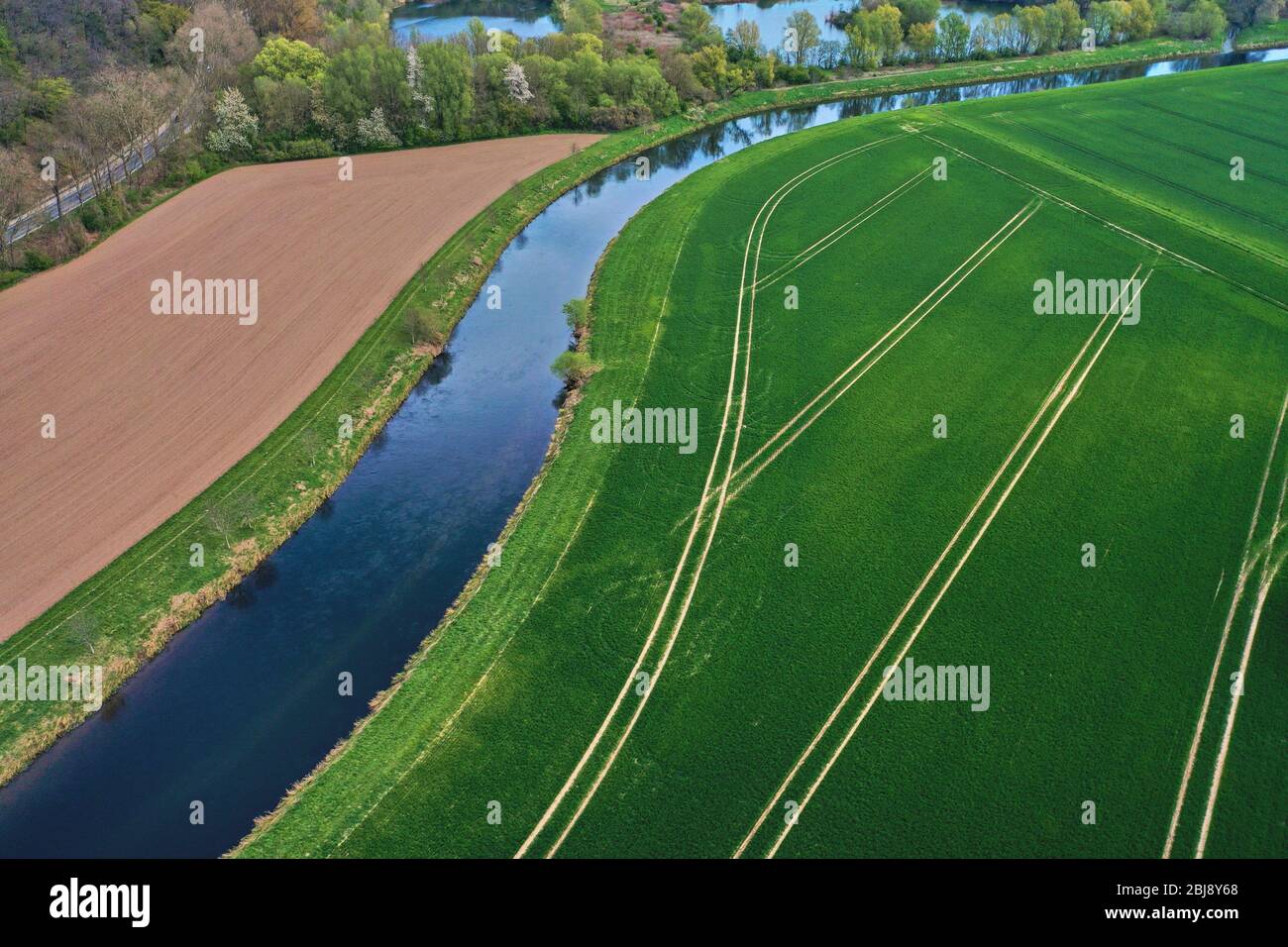 Aerial view of the river Leine south of Hannover, Germany Stock Photo ...