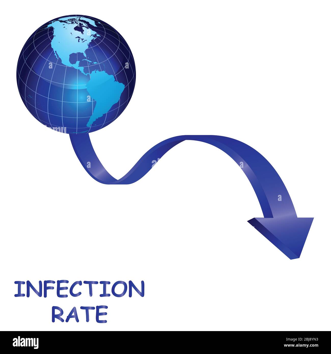 Representation of worldwide virus pandemic infection rate going down on ...