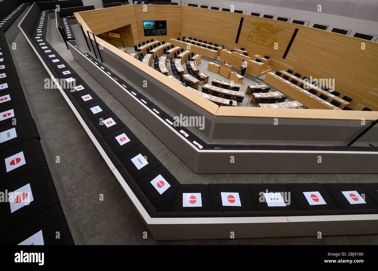 Stuttgart, Germany. 29th Apr, 2020. Seat tickets for parliamentary ...
