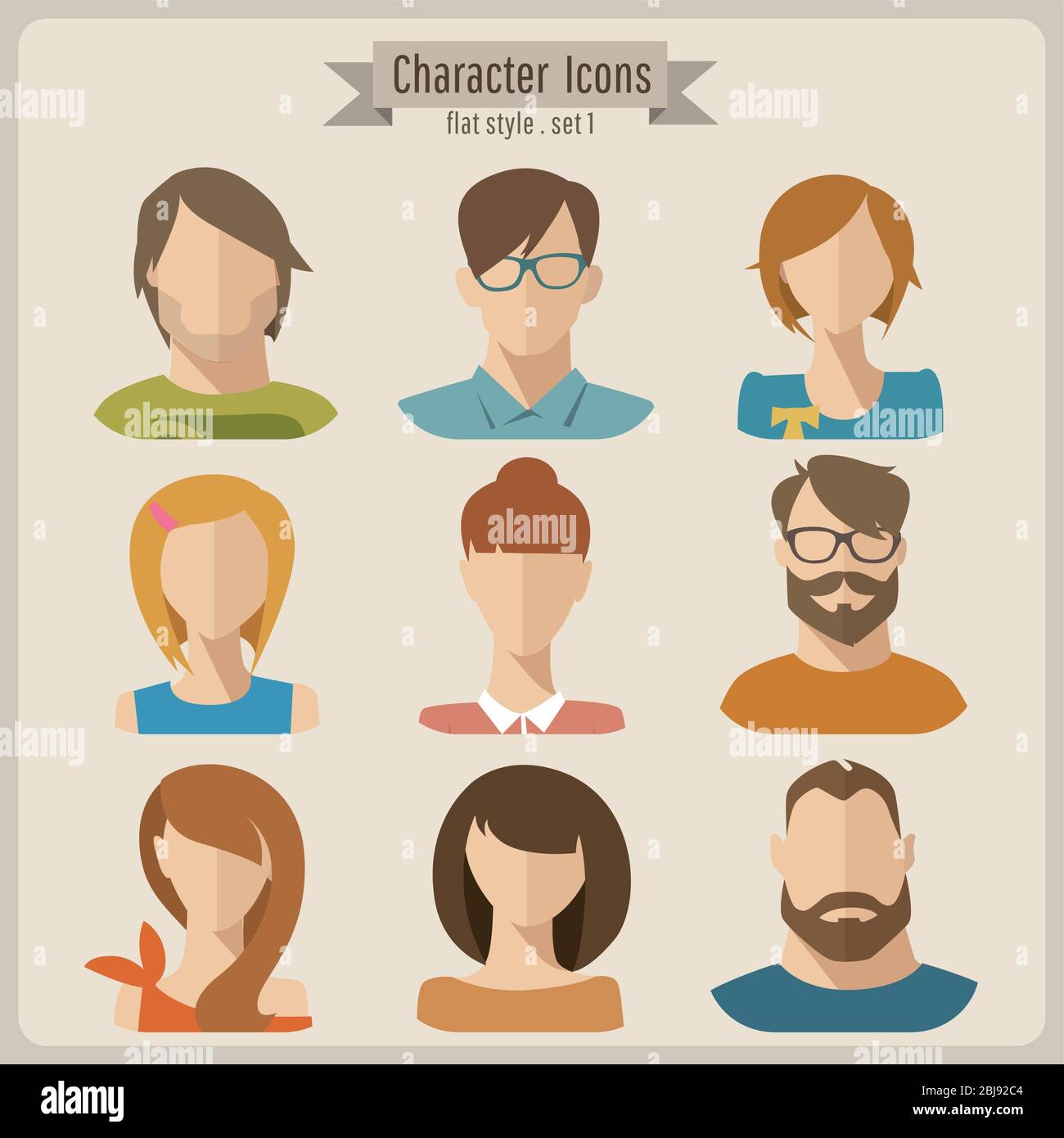 Vector retro style flat female and male characters Stock Vector Image ...