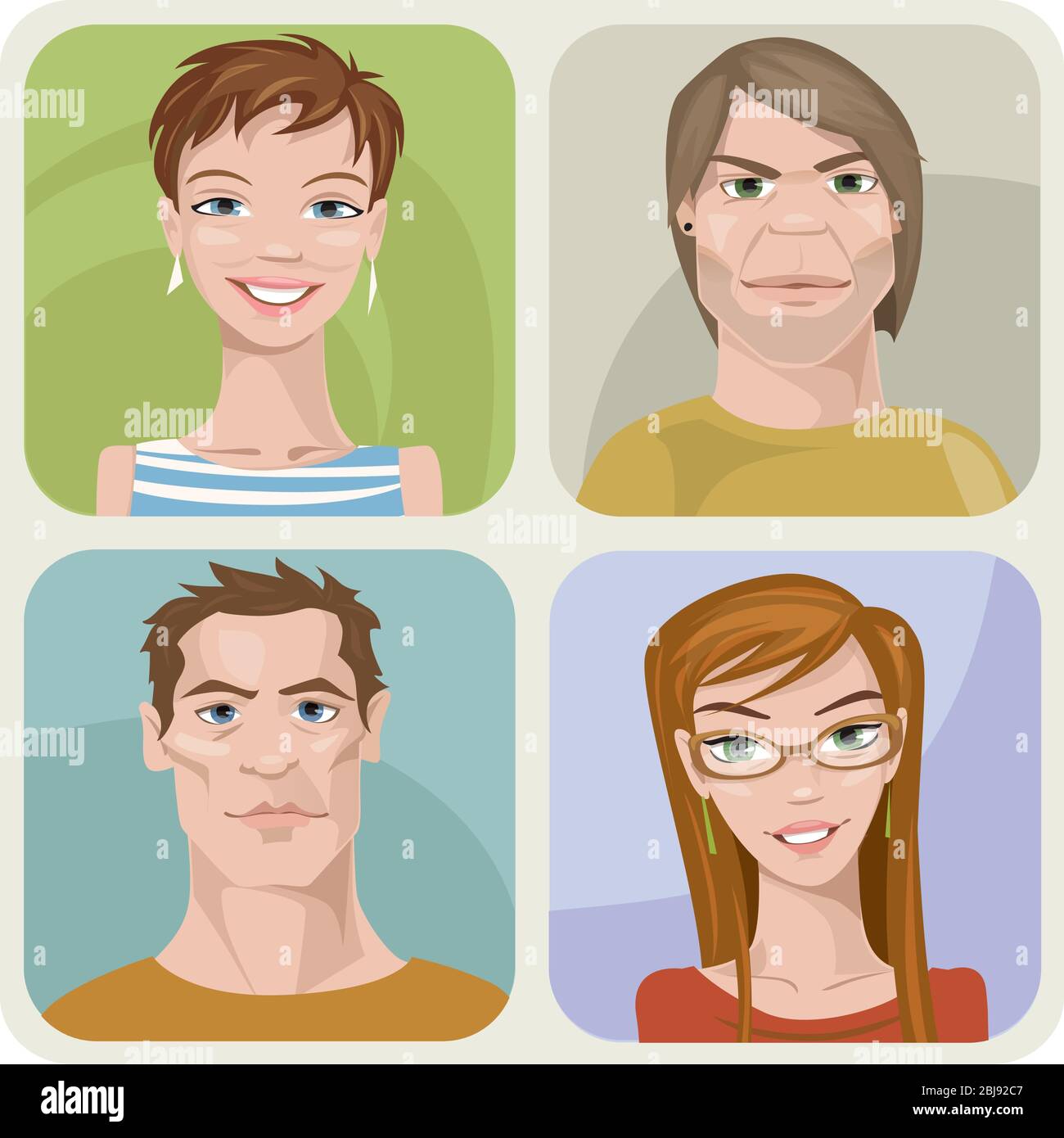 Set of four male and female young characters Stock Vector Image & Art ...