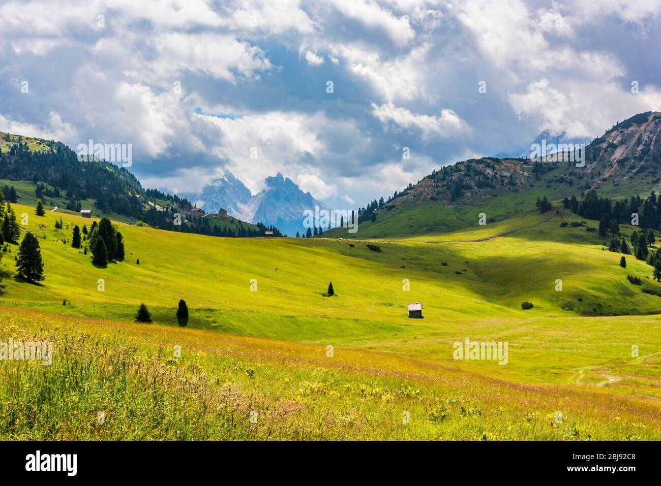 Prato Piazza in the Braies Valley. Plateau nestled in the Dolomites ...