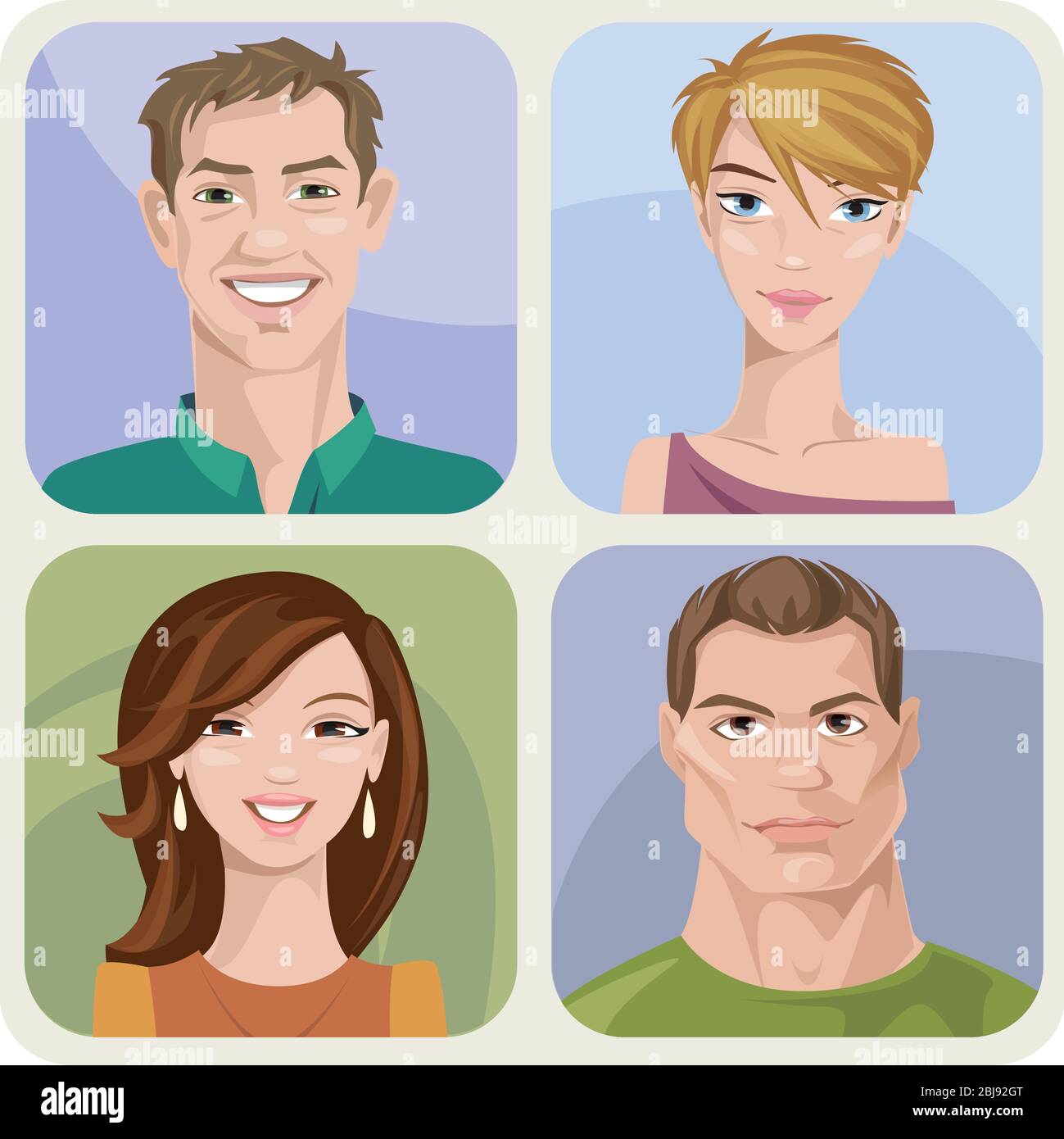 Set of four male and female young and adult characters Stock Vector ...