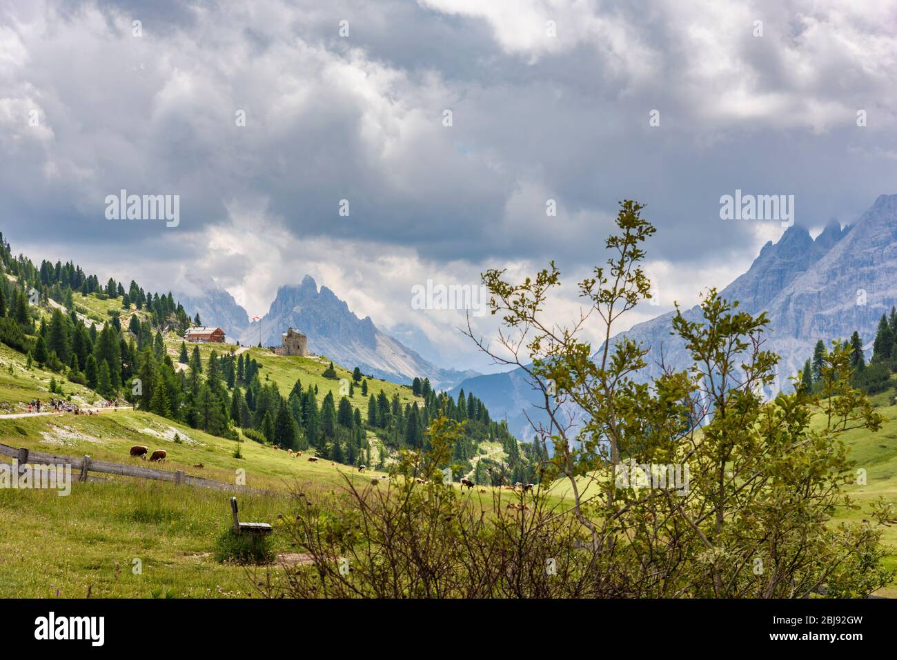 Prato Piazza in the Braies Valley. Plateau nestled in the Dolomites ...