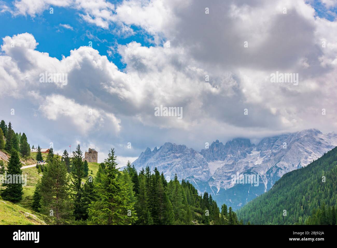 Prato Piazza in the Braies Valley. Plateau nestled in the Dolomites ...