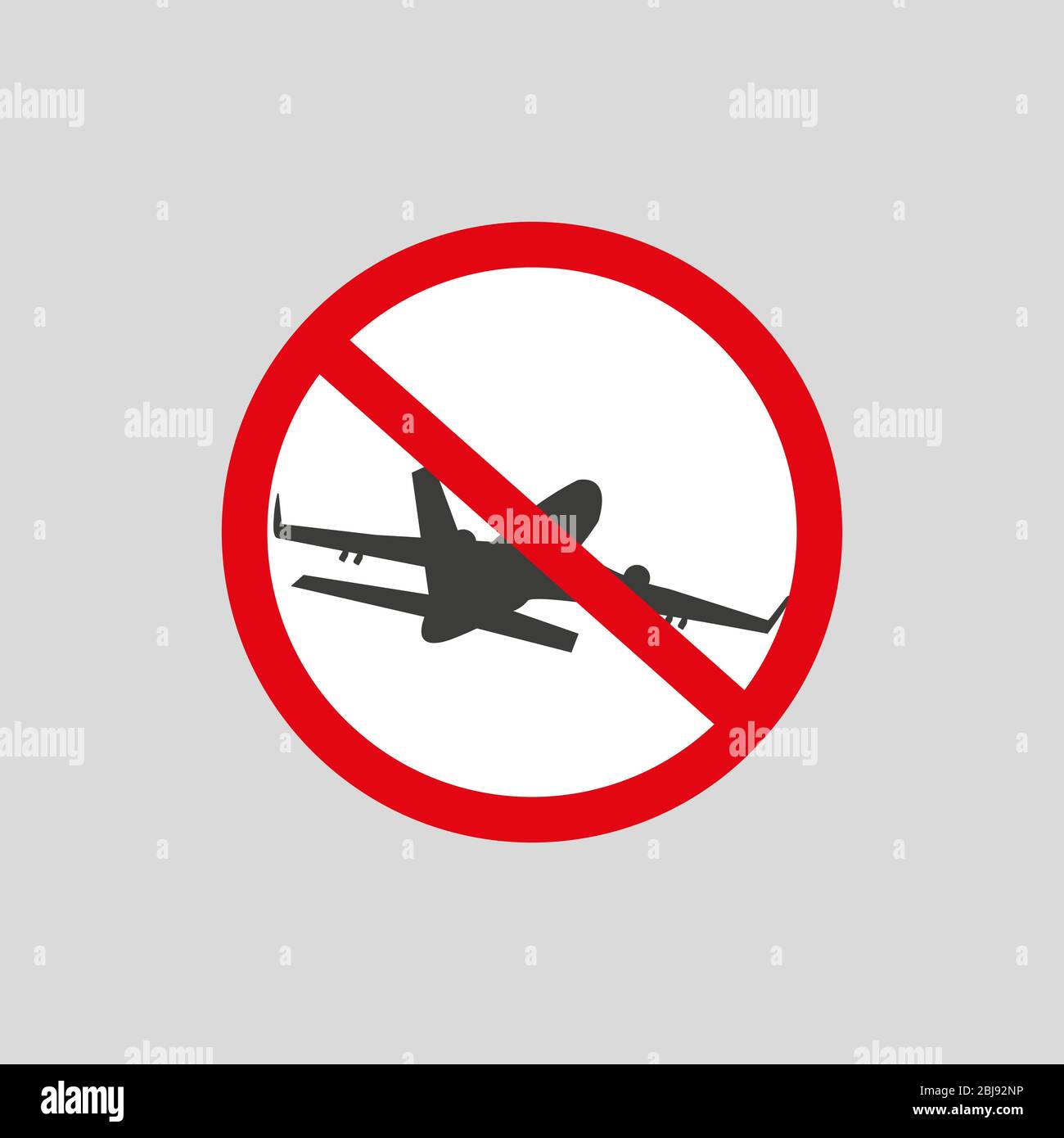 No Airplane sign. Plane symbol. Travel icon. Flight flat label. Red ...
