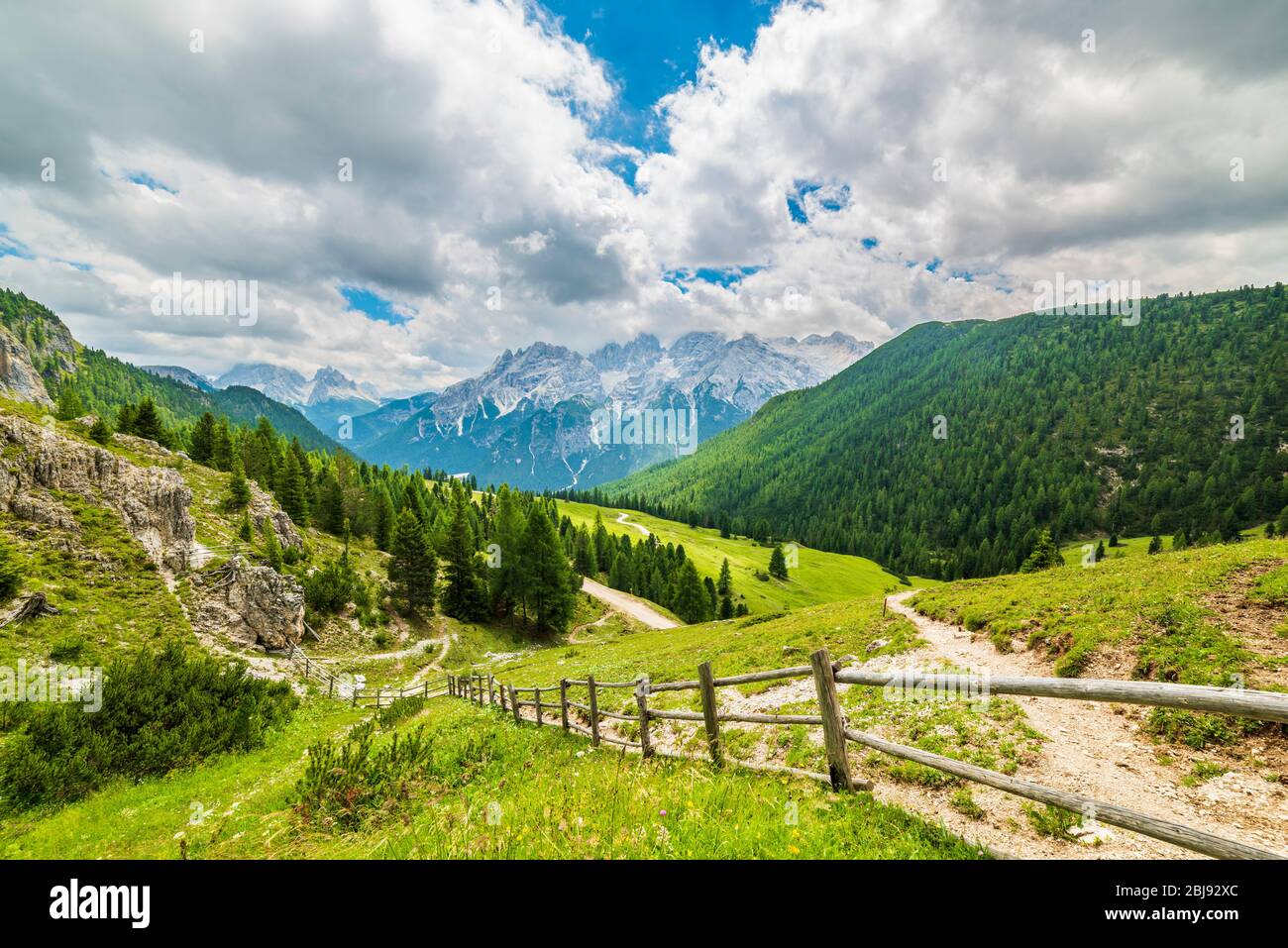 Prato Piazza in the Braies Valley. Plateau nestled in the Dolomites ...
