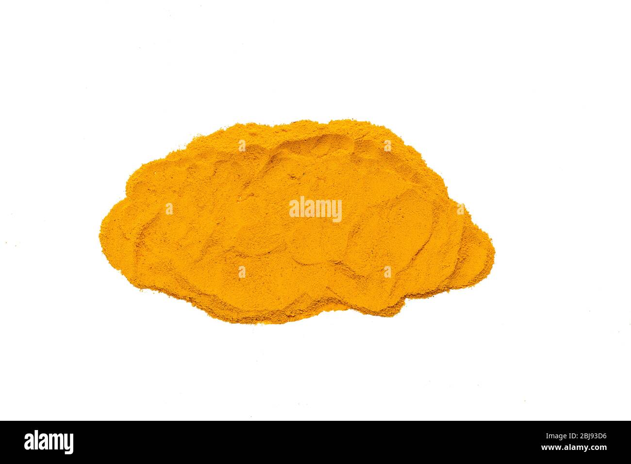 Smear dried turmeric, curcumin , yellow ginger powder isolated on white ...