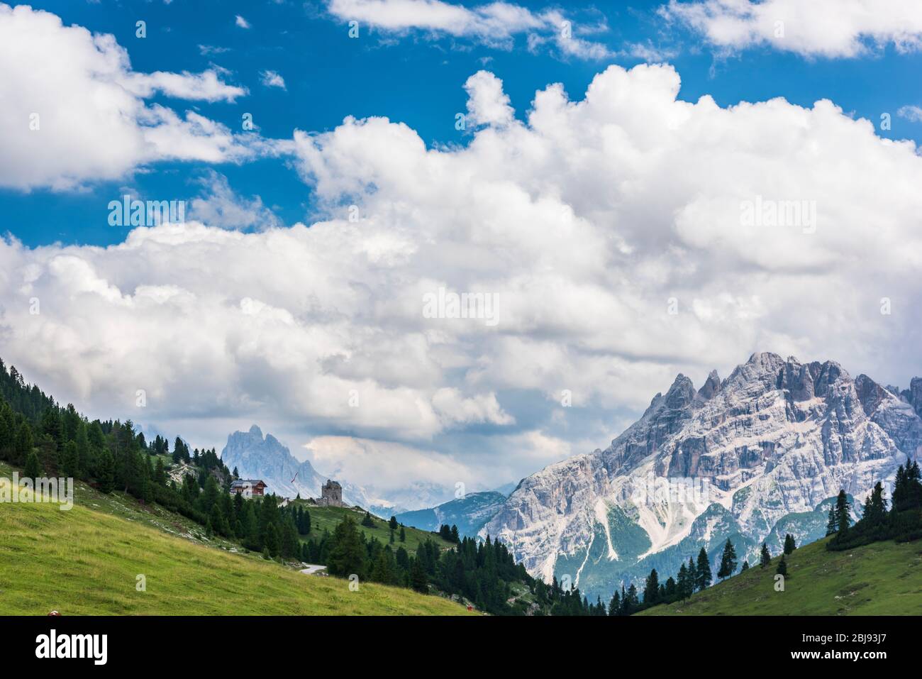 Prato Piazza in the Braies Valley. Plateau nestled in the Dolomites ...