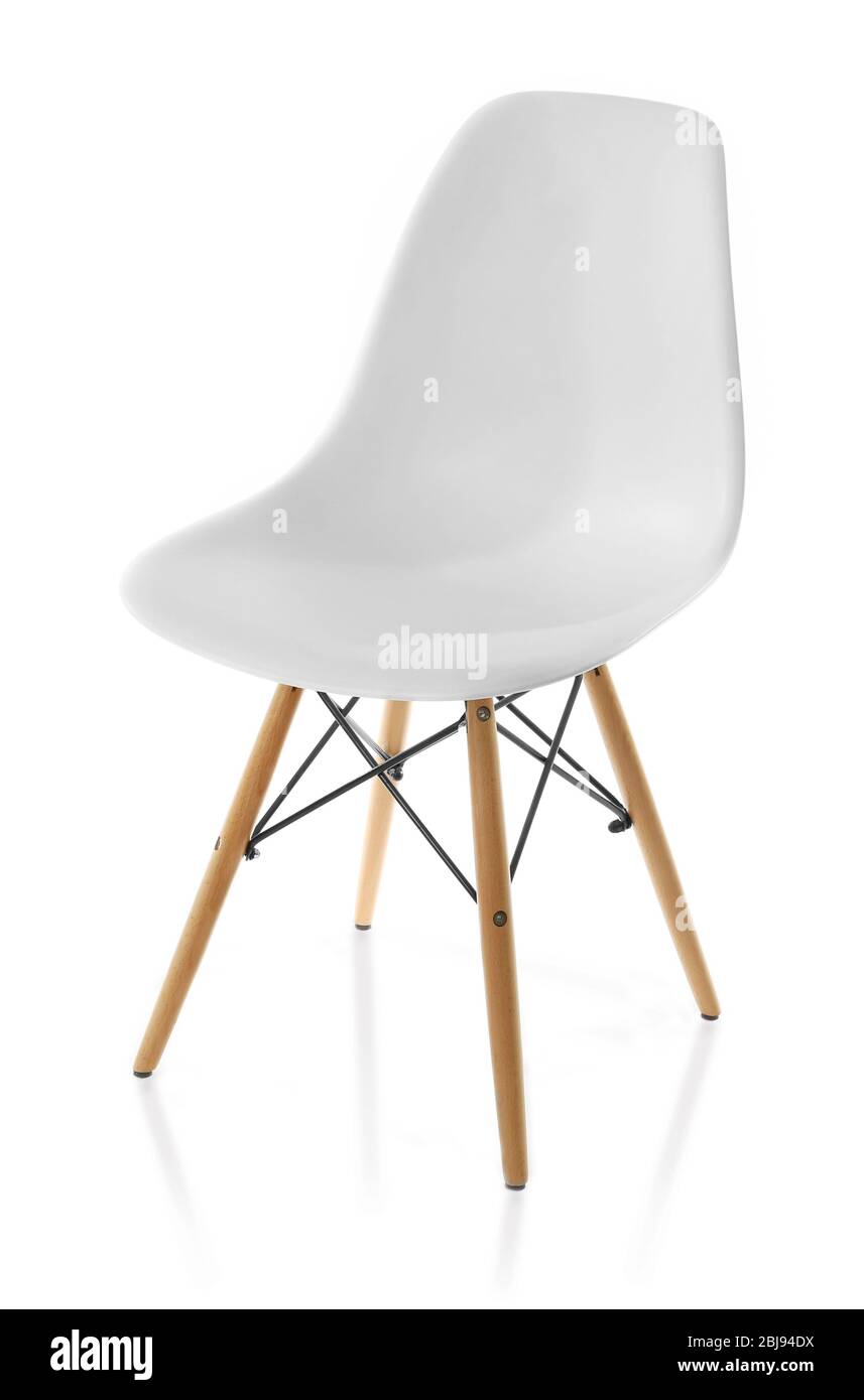 White chair, isolated on white Stock Photo - Alamy