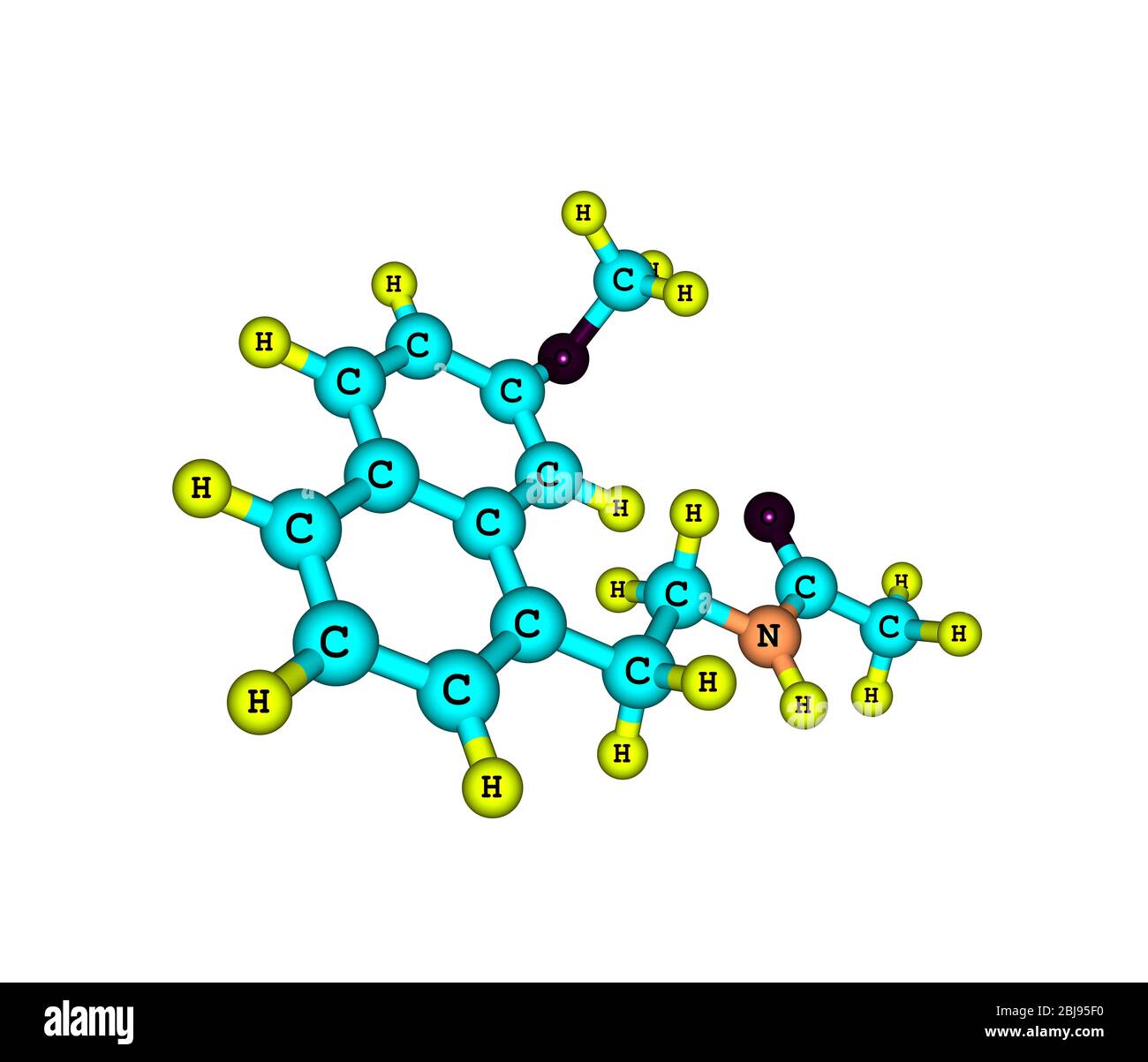 A molecular model of Agomelatine (Valdoxan, Melitor or Tymanax) used to ...