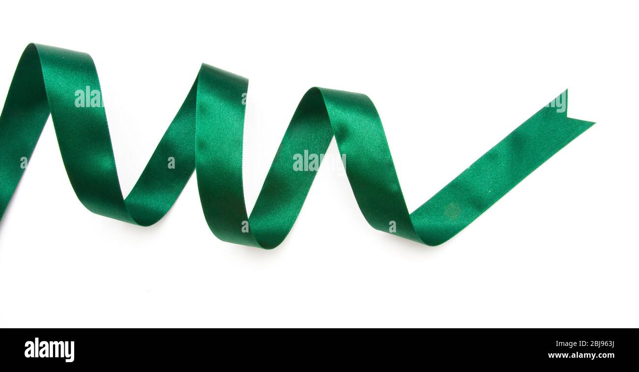 green ribbon border isolated on white background Stock Photo - Alamy