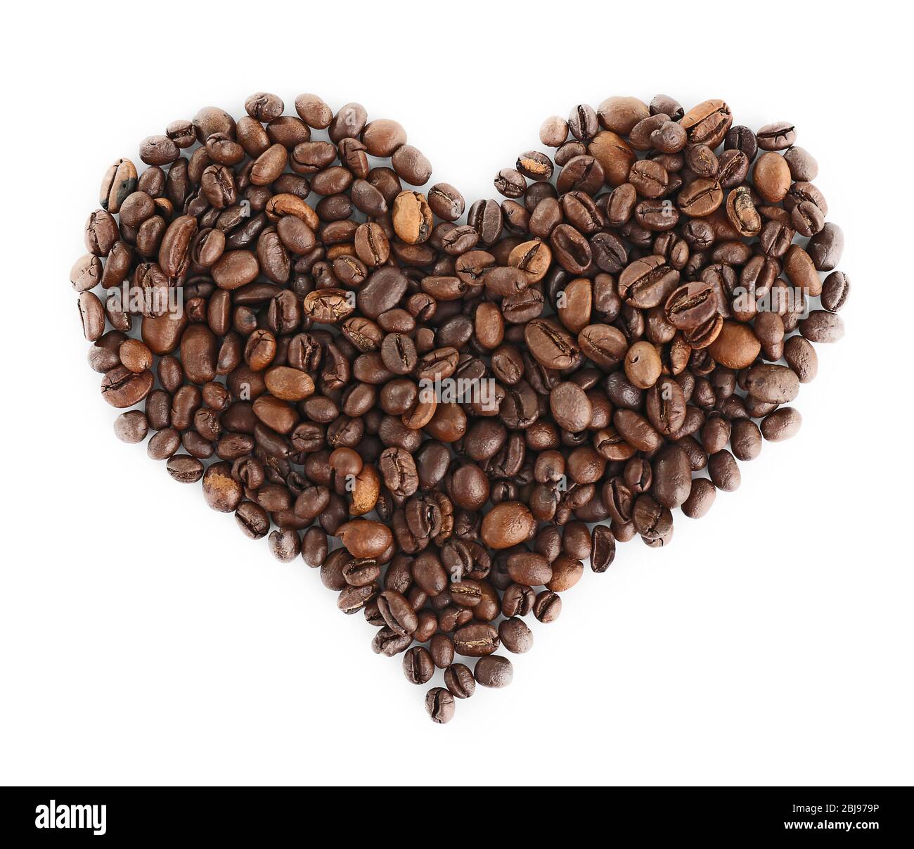 Heart-shaped coffee beans isolated on white Stock Photo - Alamy