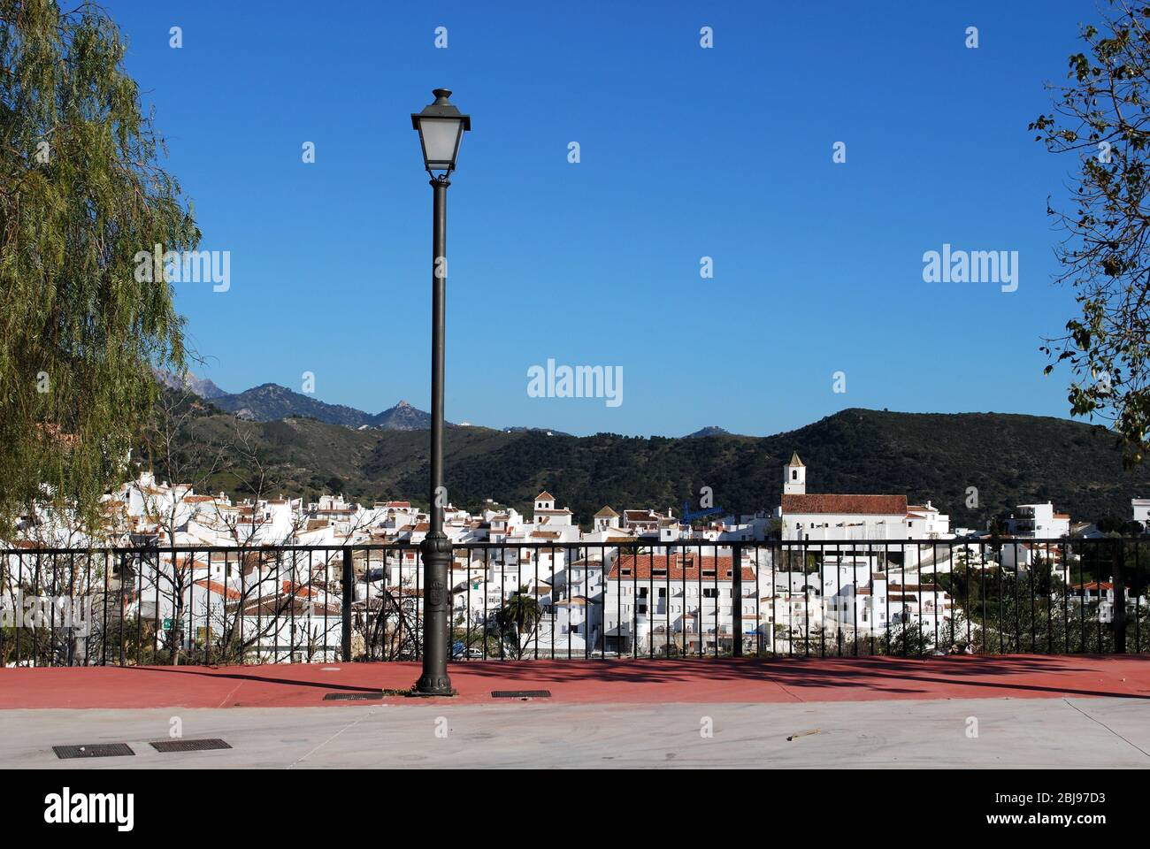 View of whitewashed village (pueblo blanco), Sedella, Spain Stock Photo ...
