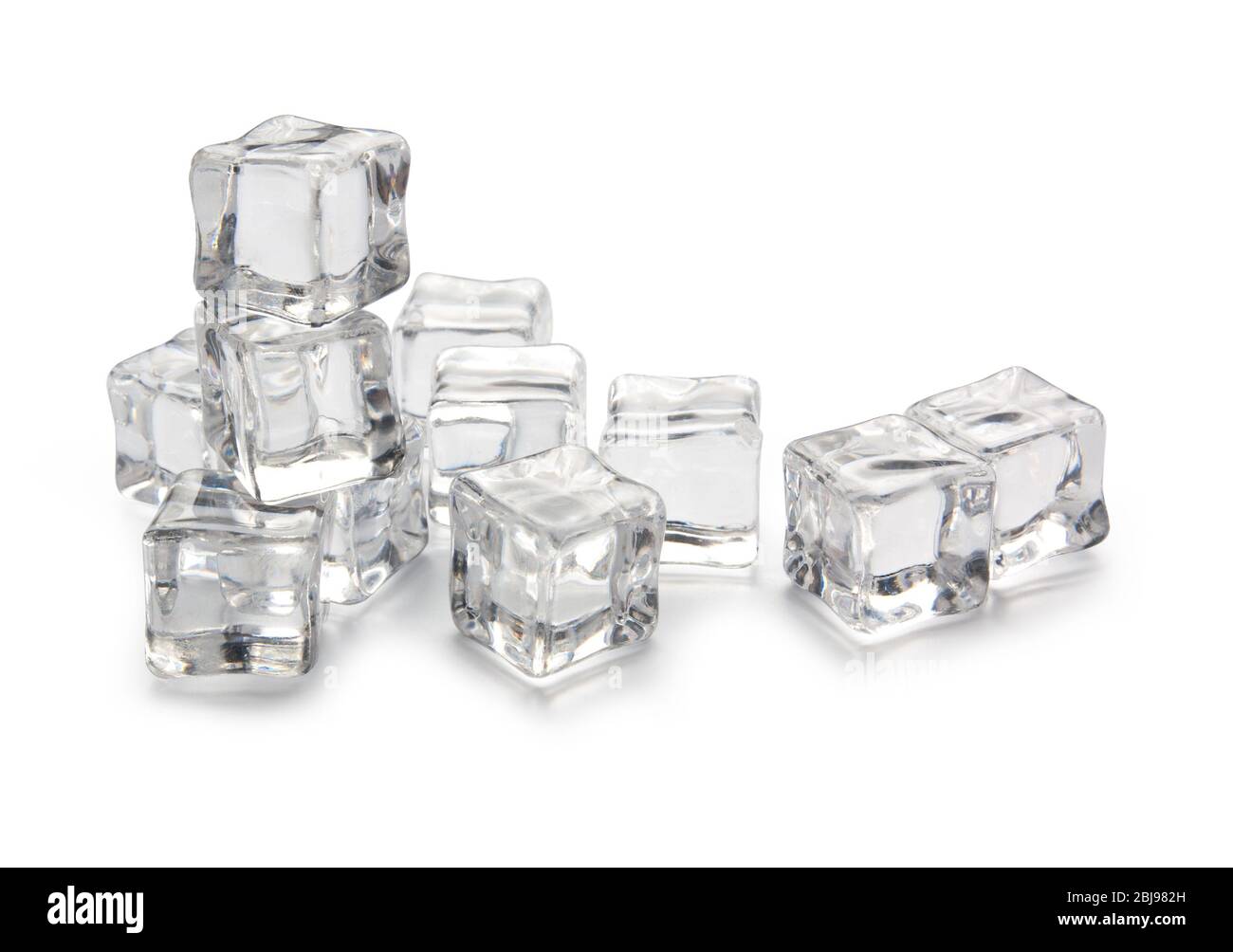 three ice cubes on white background Stock Photo - Alamy