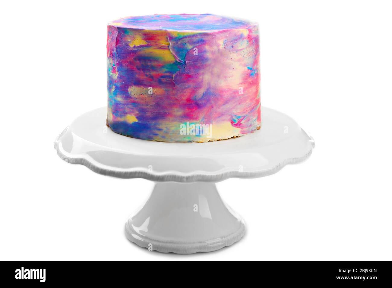 Colorful frosted cake on white background Stock Photo - Alamy