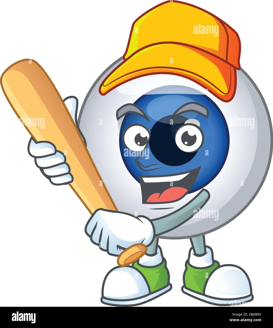 Human eye ball cartoon design concept of hold baseball stick Stock ...