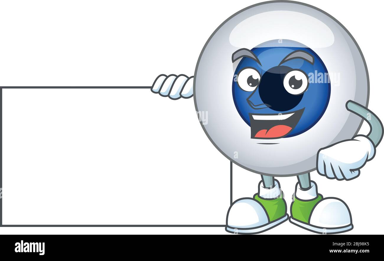 Human eye ball cartoon character concept Thumbs up having a white board ...