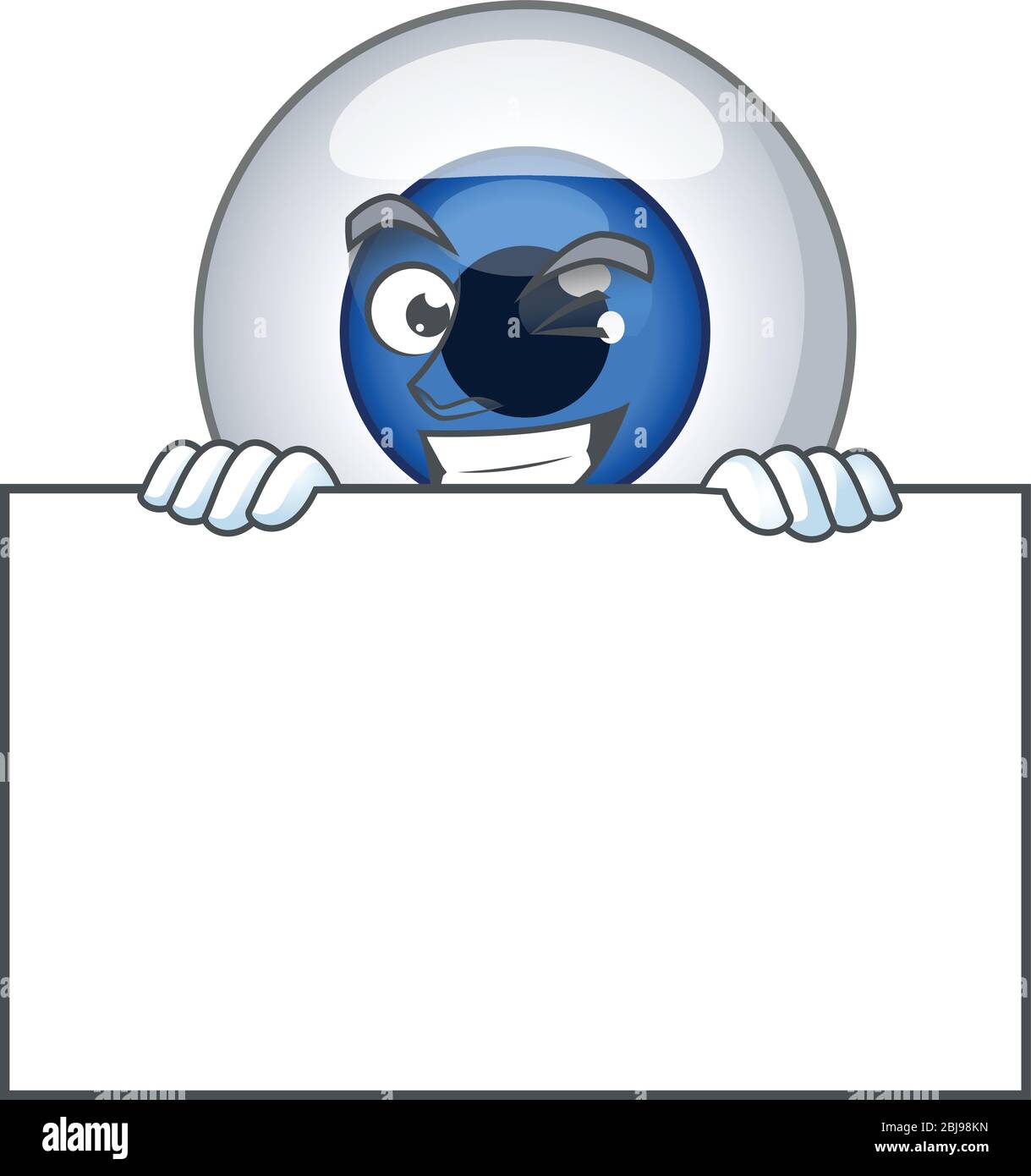 Sneaky human eye ball cartoon character style hiding behind a board ...