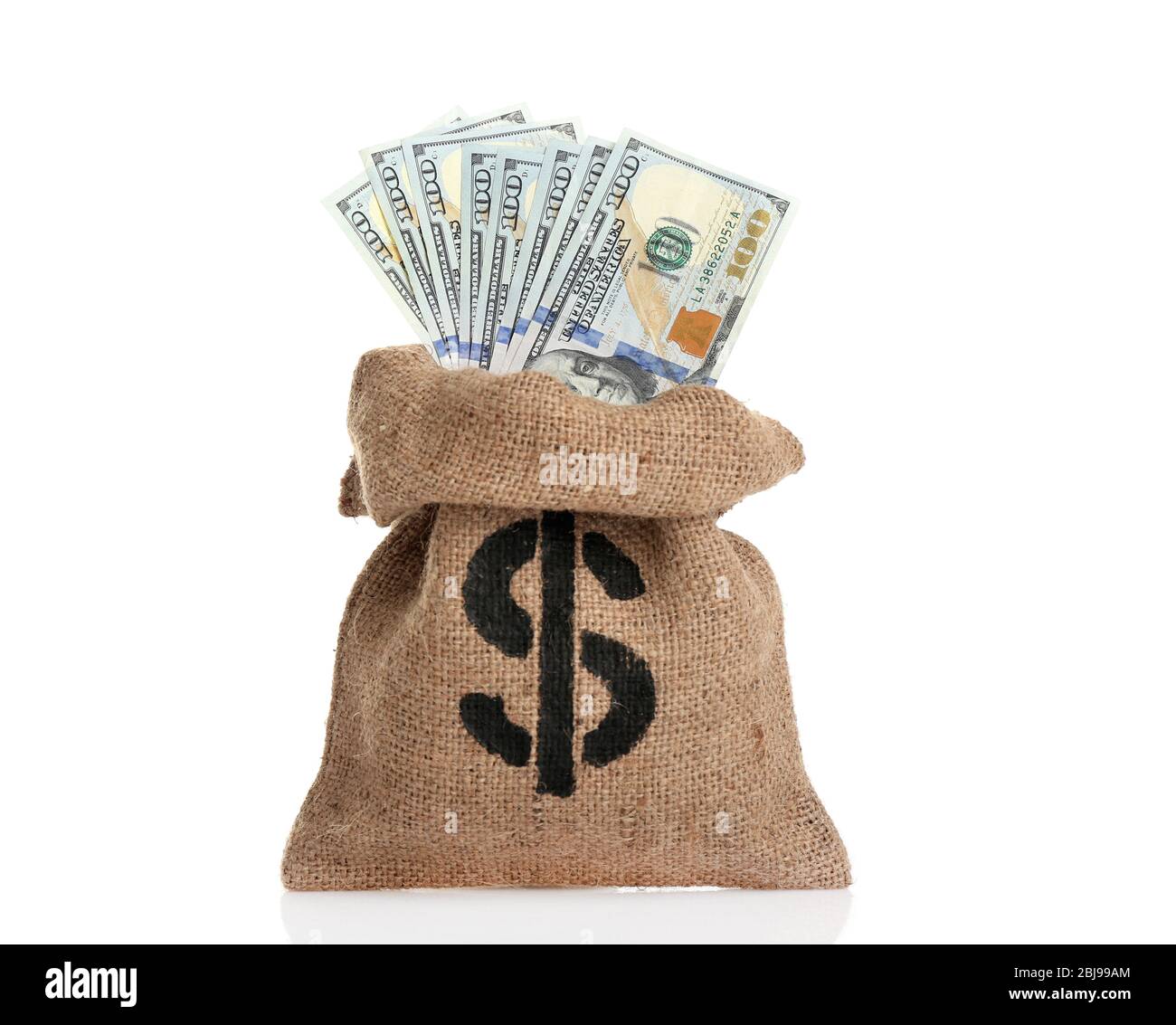 Money bag, isolated on white Stock Photo - Alamy