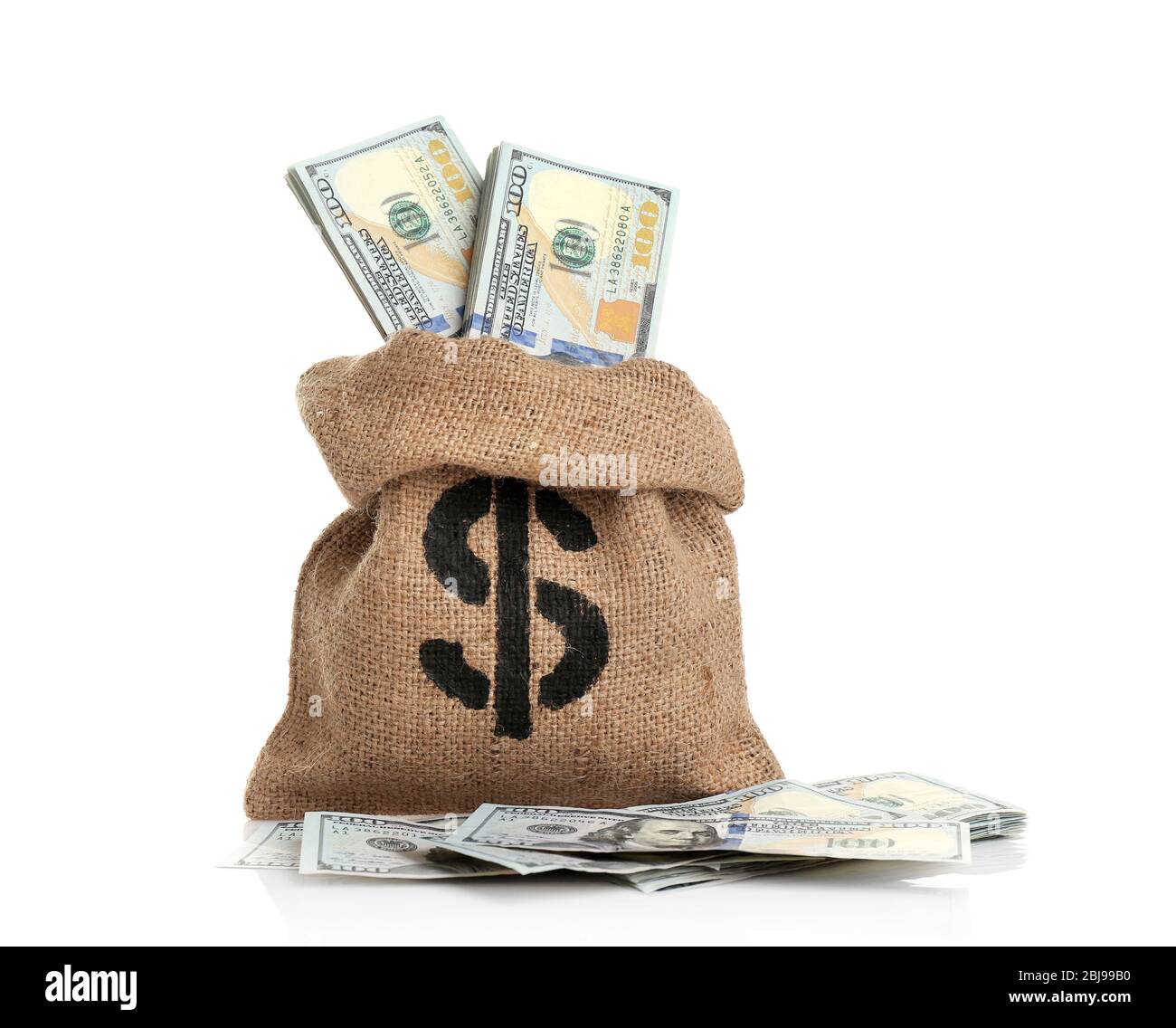 Money bag, isolated on white Stock Photo - Alamy