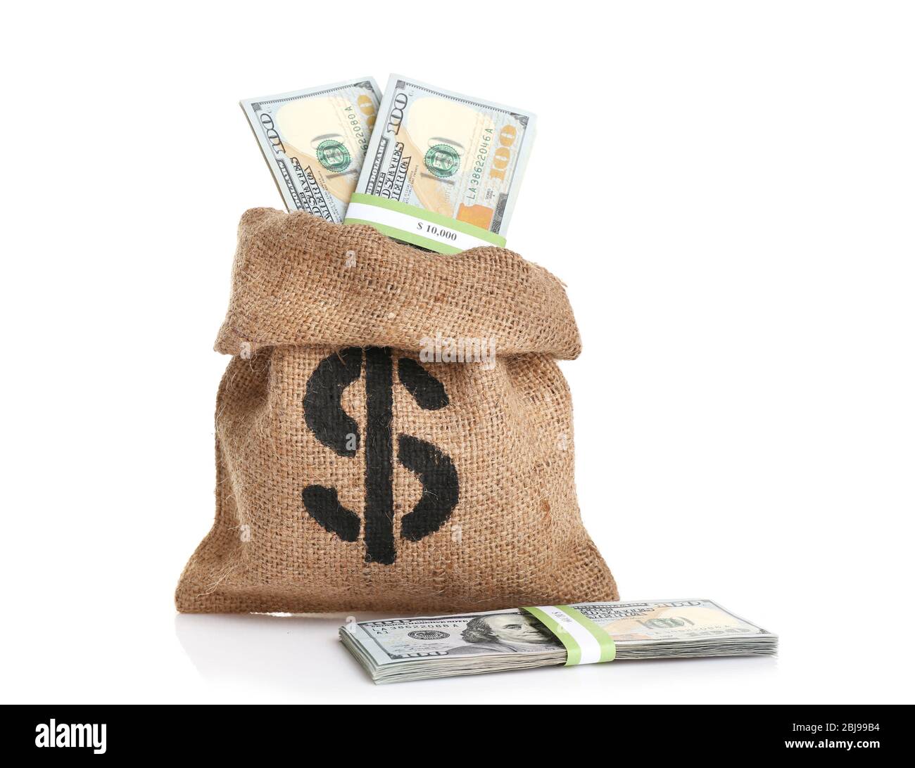 Money bag, isolated on white Stock Photo - Alamy