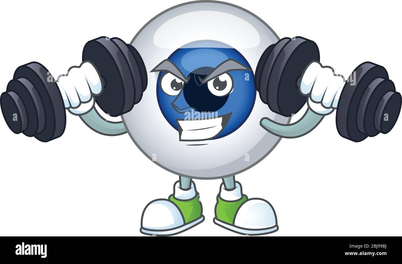 Fitness exercise human eye ball cartoon character using barbells Stock ...
