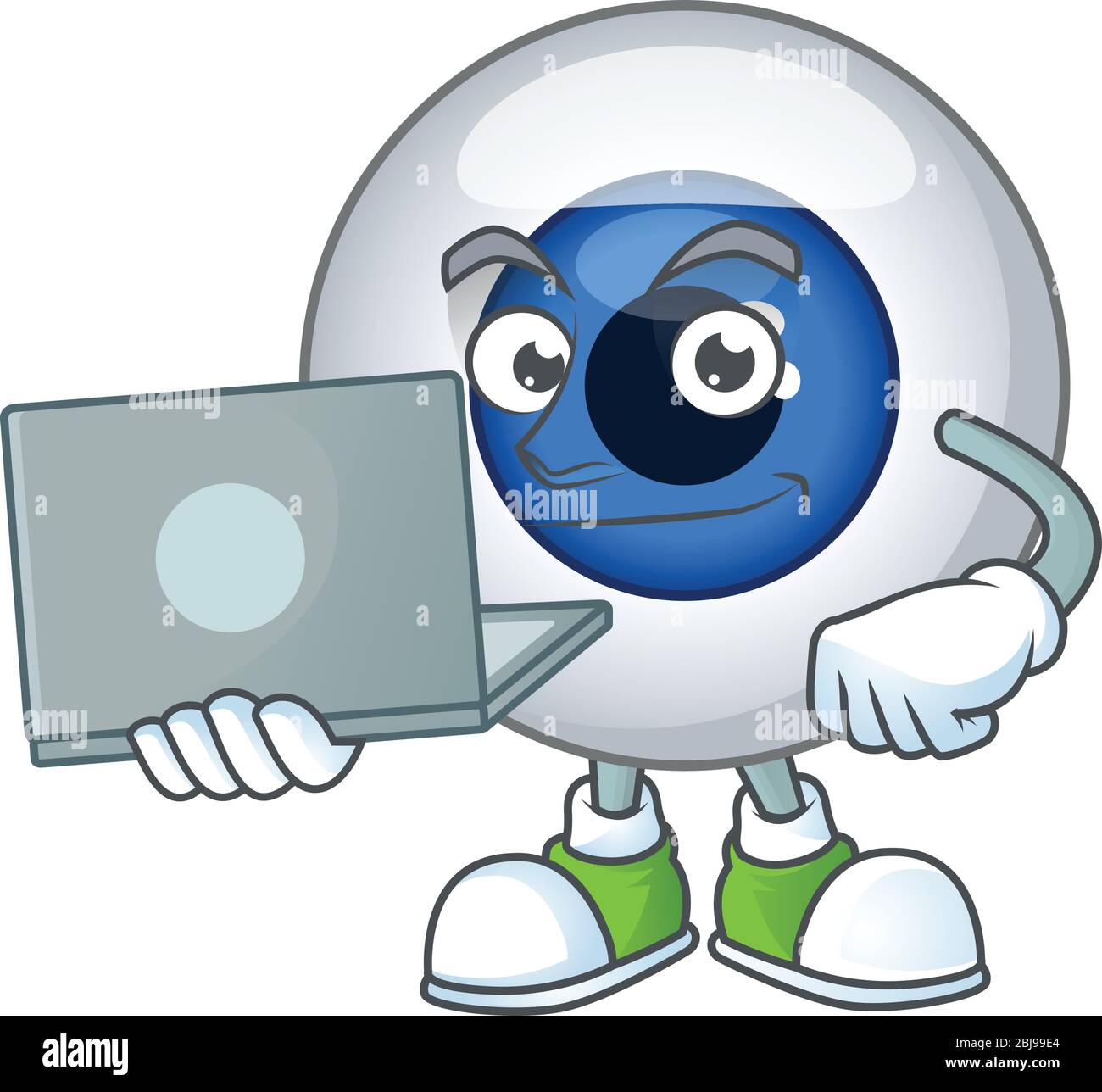 Diligent human eye ball mascot design style working from home with ...