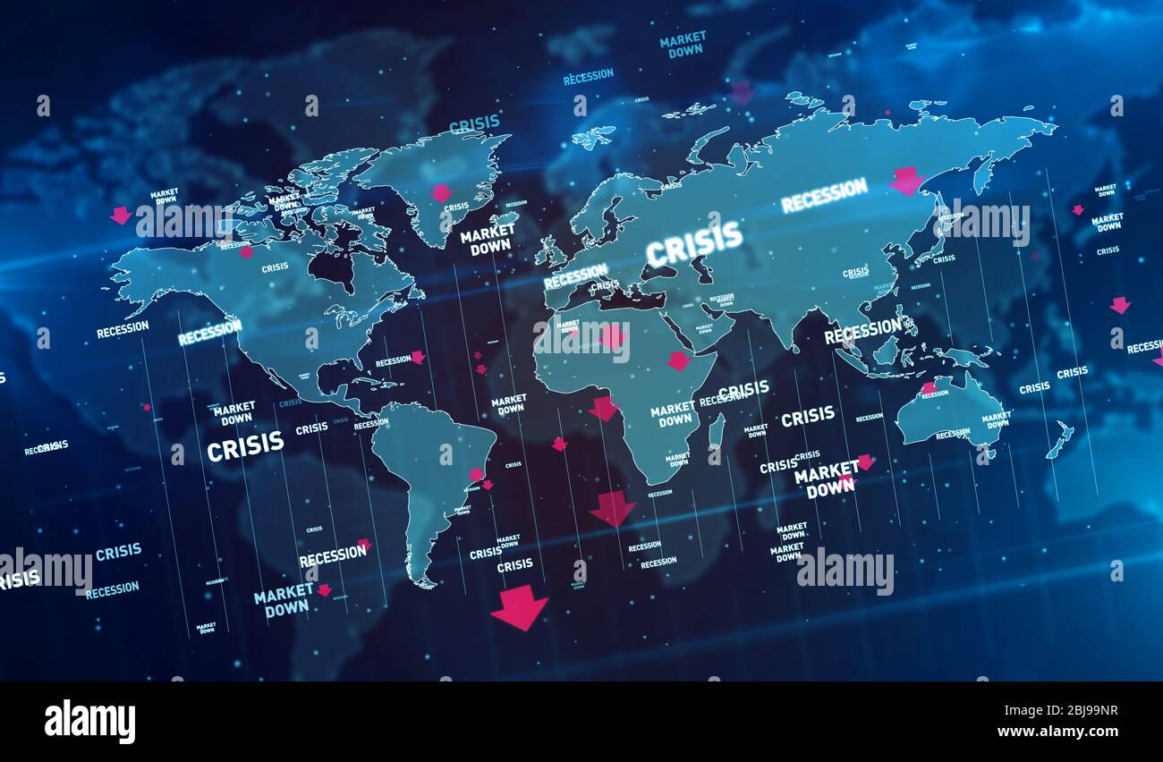 Financial crisis, global recession, stoks markets down and economy ...