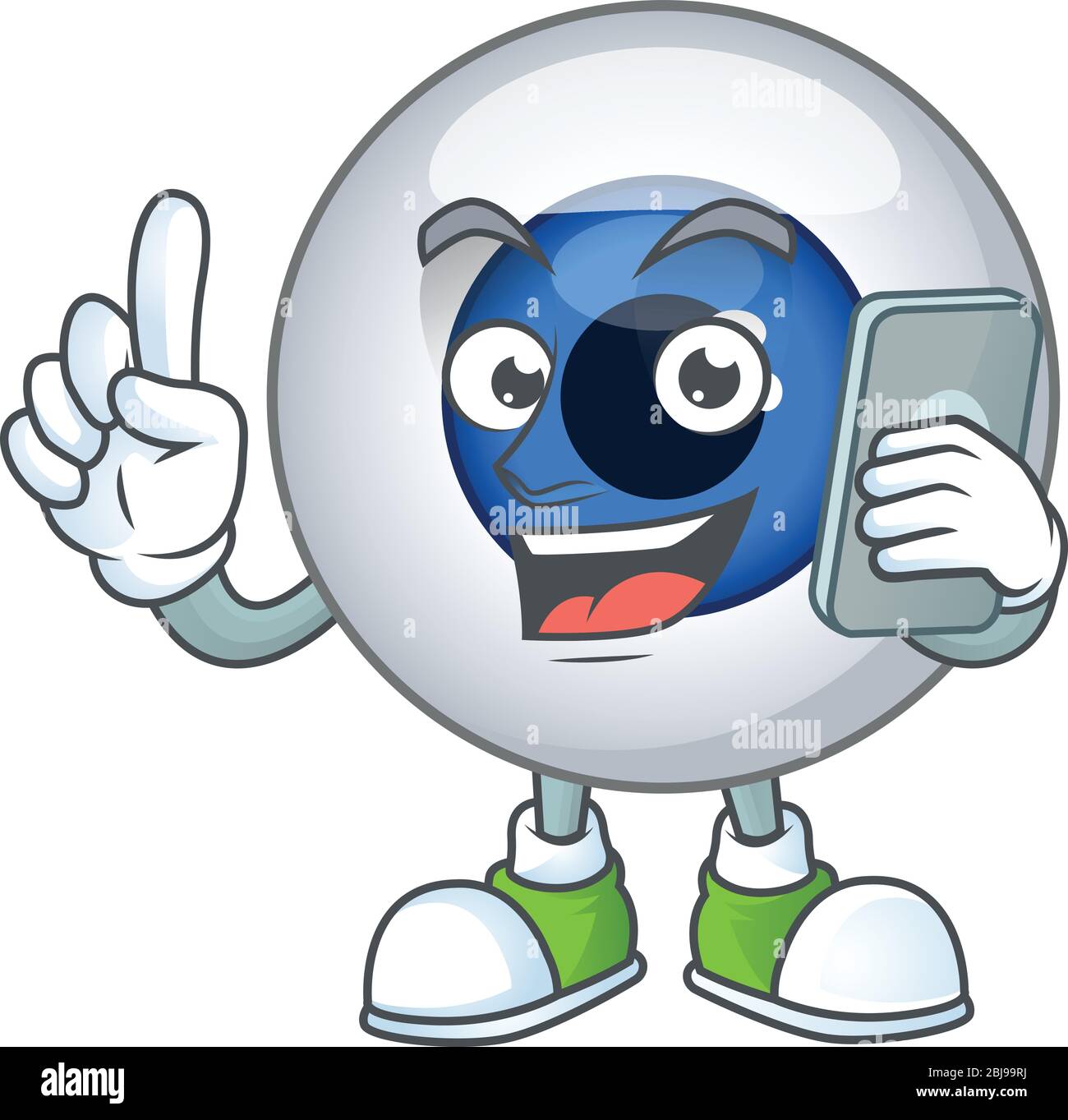 Cartoon design concept of human eye ball talking on phone Stock Vector ...