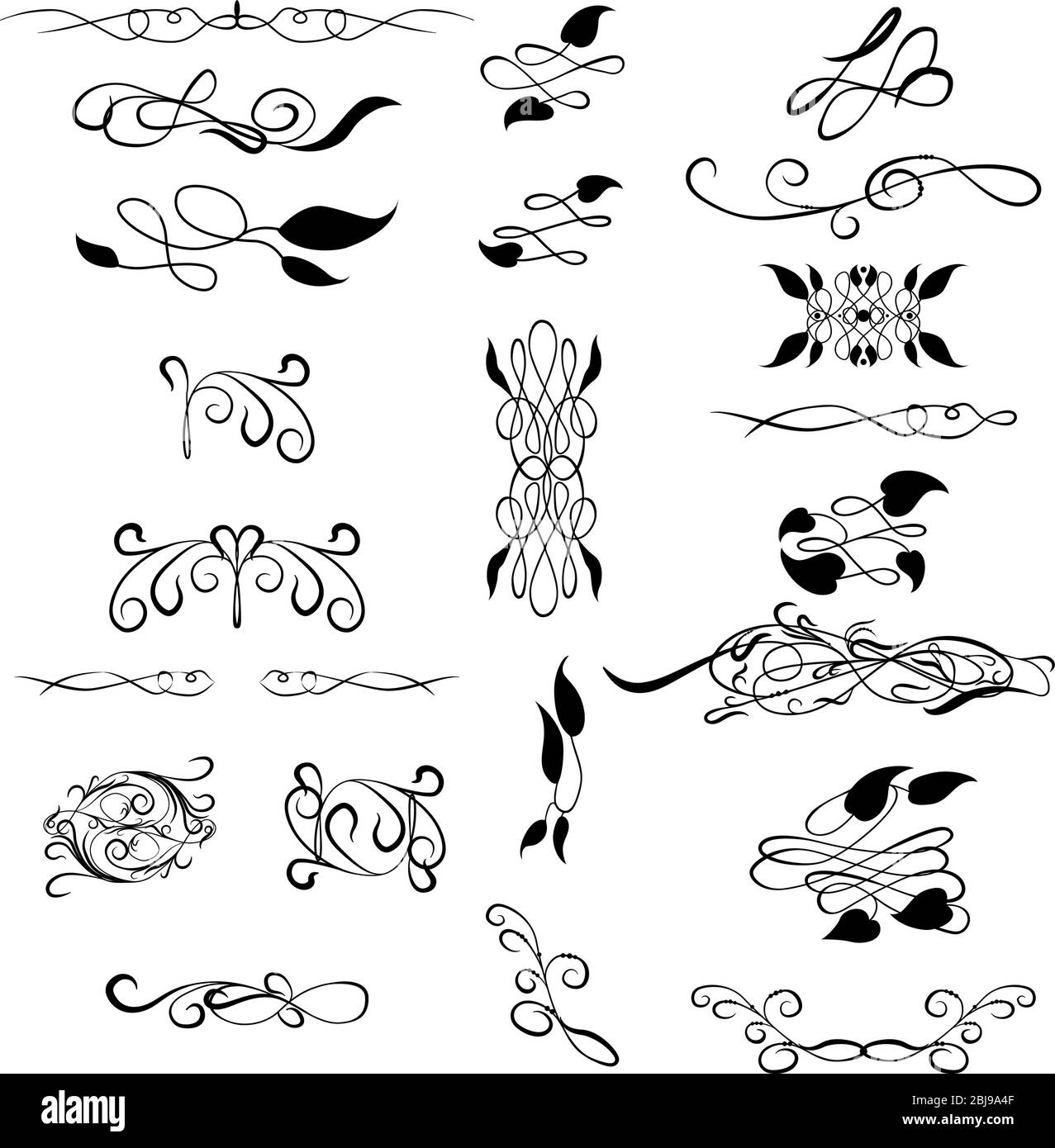 Set of calligraphic hand drawn decorative elements. text dividers ...