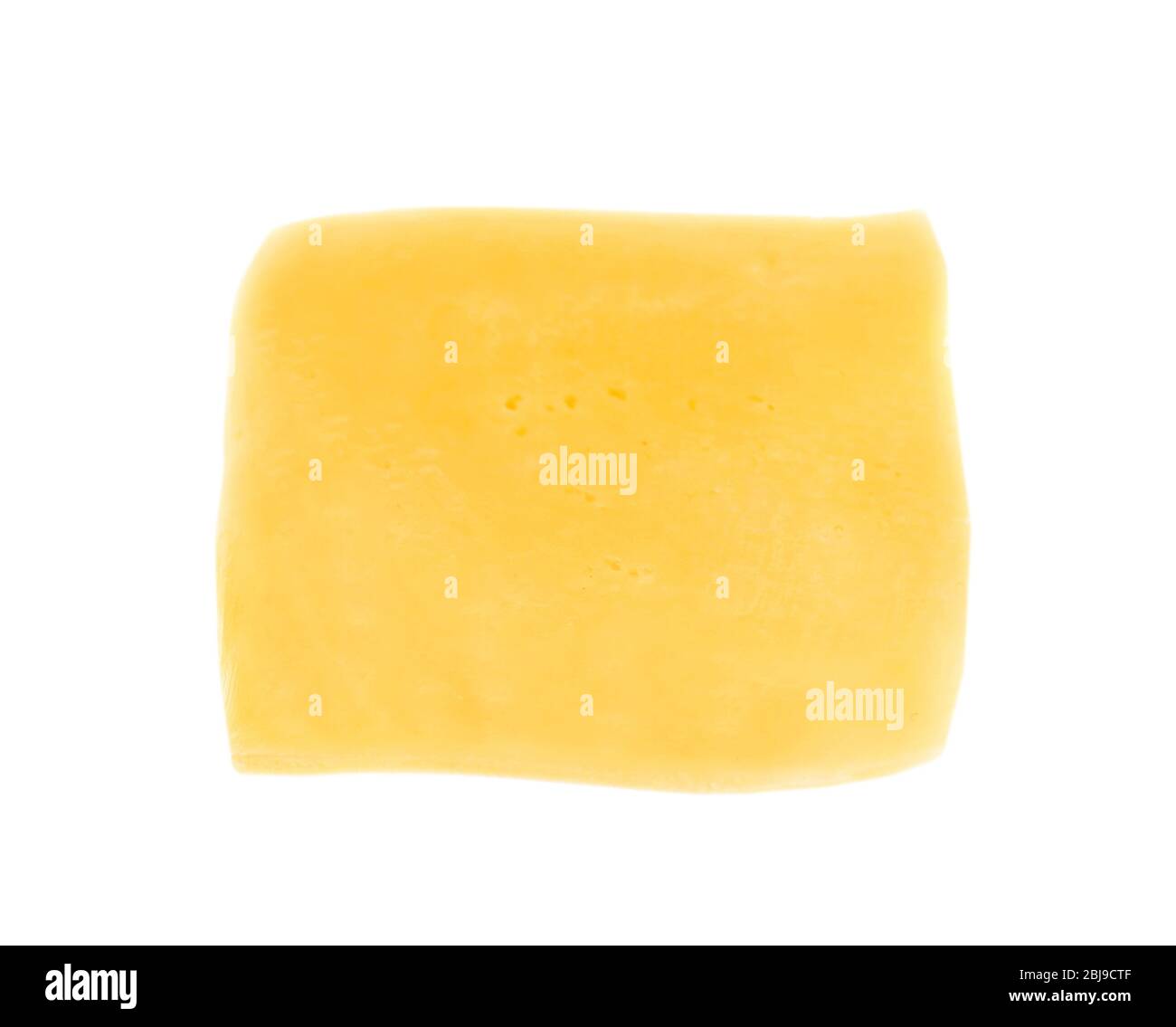 Yellow cheese slice on white background Stock Photo - Alamy