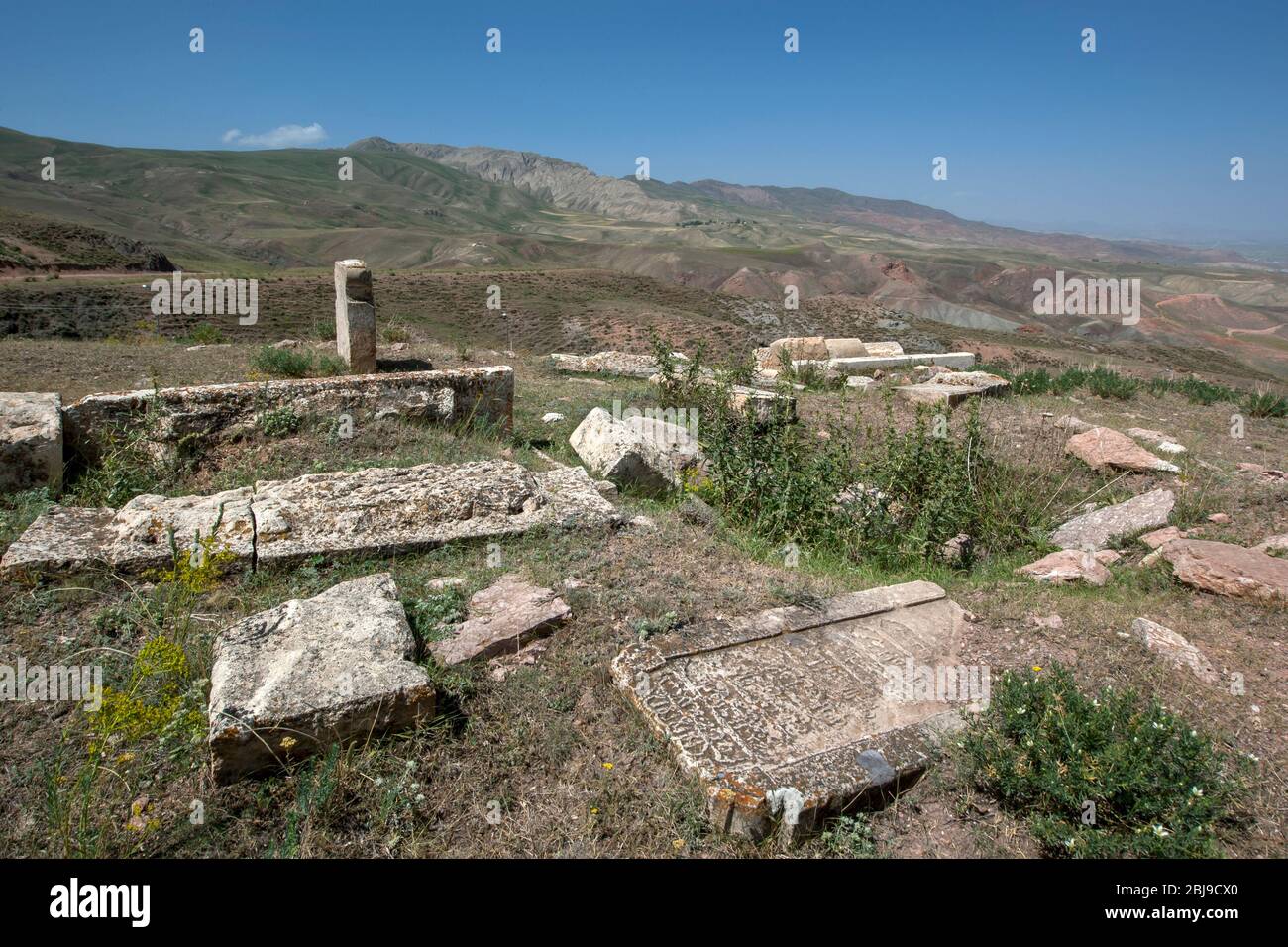 An abandoned cemetery adjacent to Ishak Pasa Palace at Dogubayazit in ...